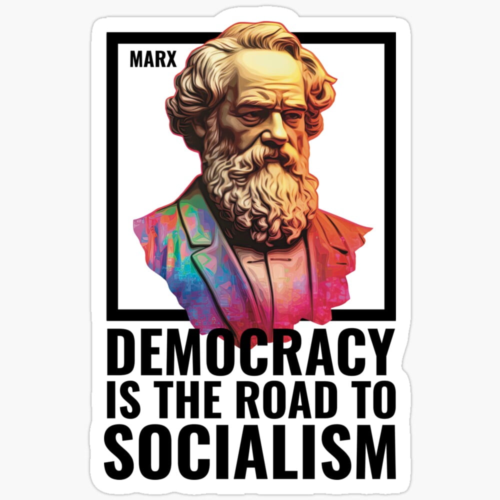 Democracy Is The Road To Socialism Stickerphone Decal Water Bottle ...