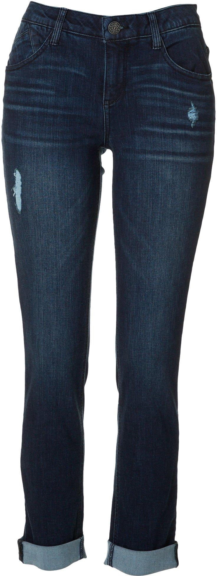 Democracy Womens Ab-solution Distressed Cuff Jeans 14 Dark wash ...
