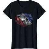 Democracy Word Cloud Art Election Red White and Blue Patriotic Unisex T ...