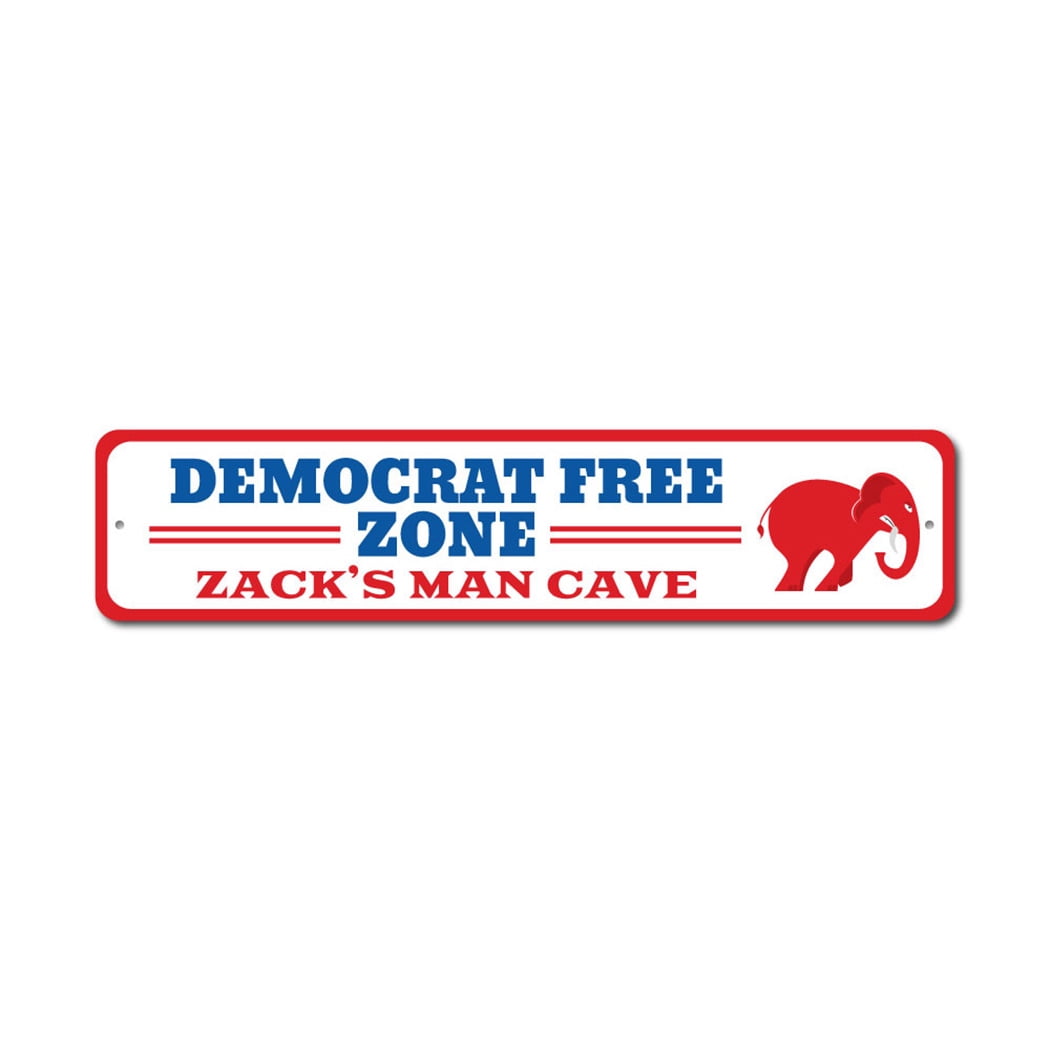 Democrat Free Zone Sign, Man Cave Sign, Republican Elephant Sign ...