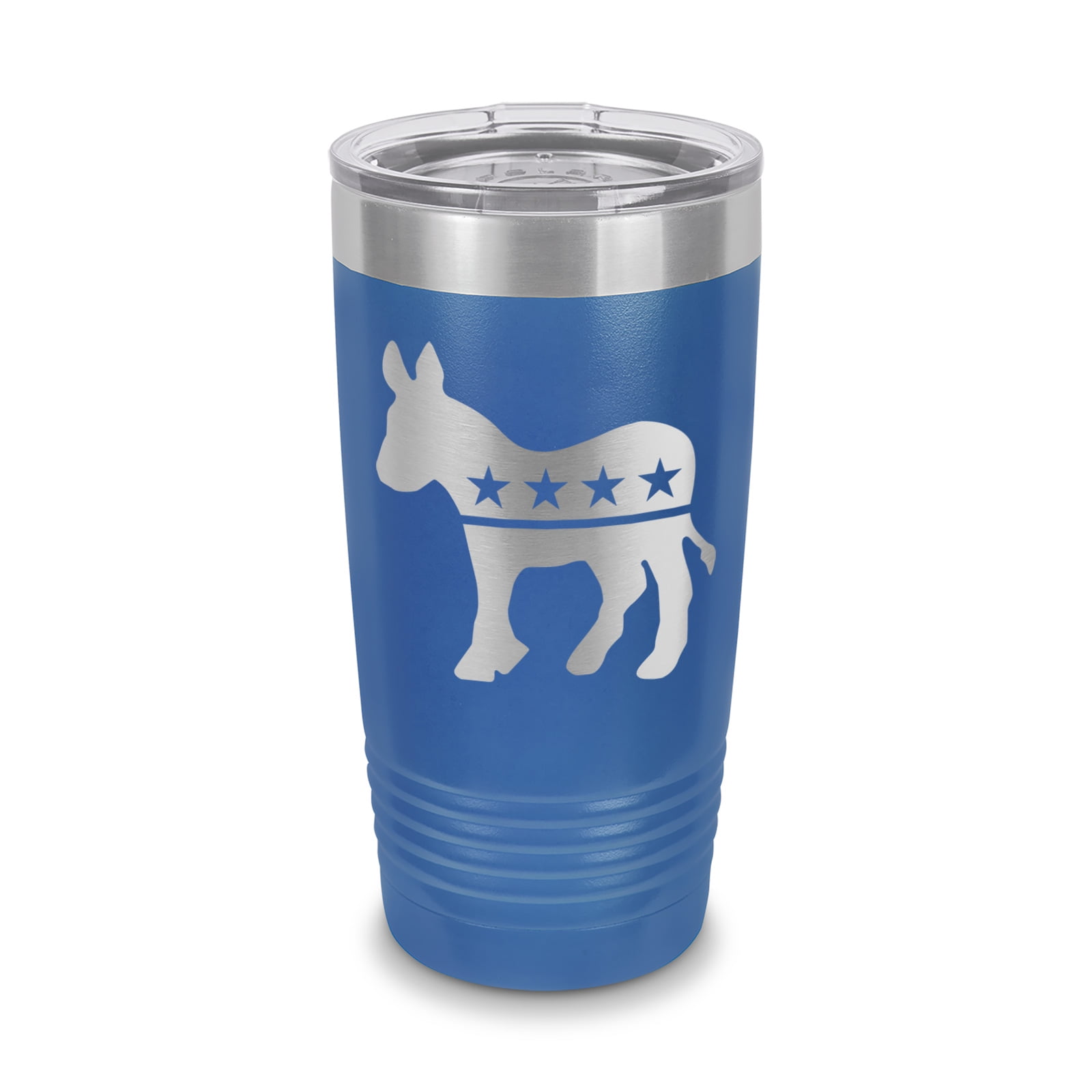 Democrat Logo Tumbler 20 oz - Laser Engraved w/ Clear Lid - Stainless ...