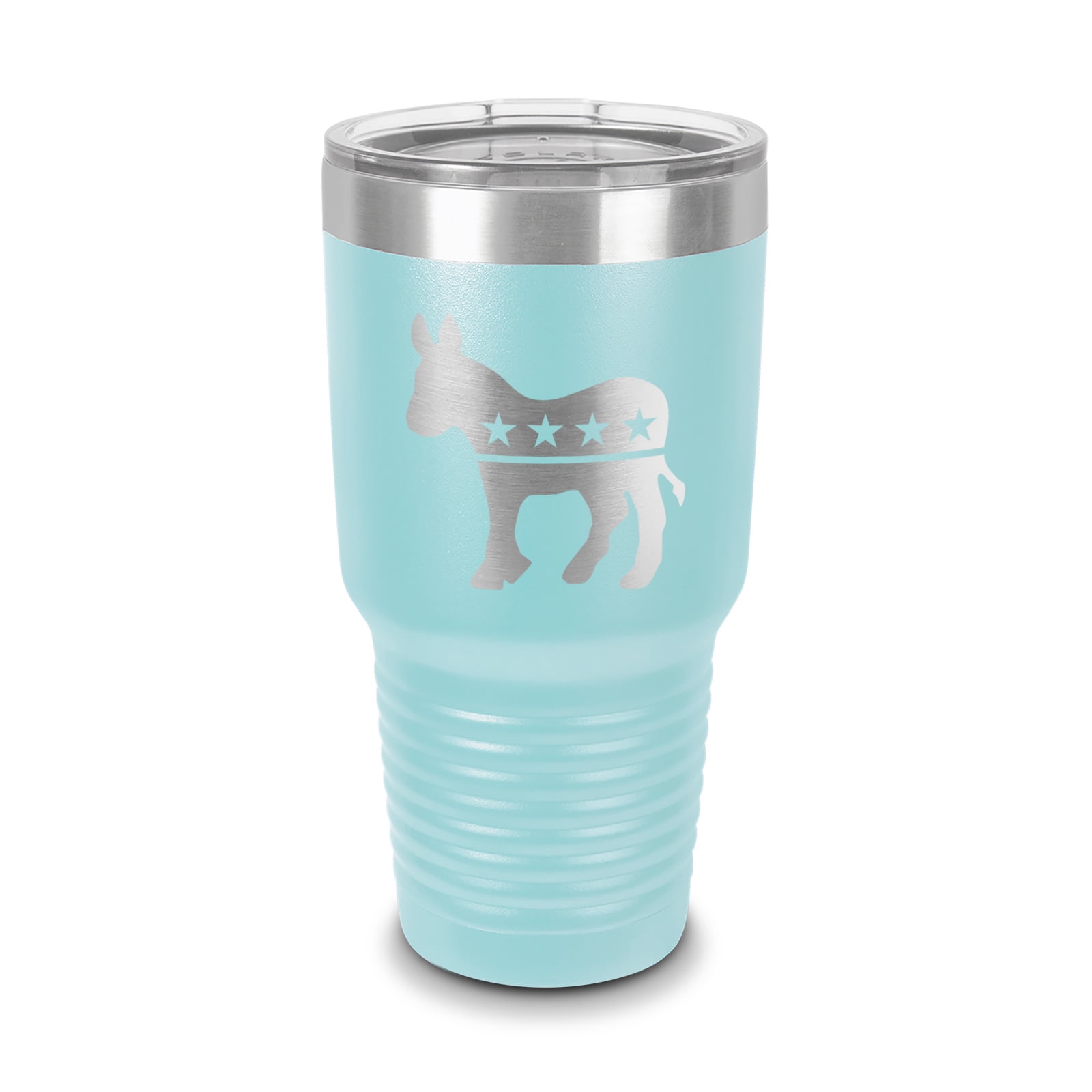 Democrat Logo Tumbler 30 oz - Laser Engraved w/ Clear Lid - Stainless ...