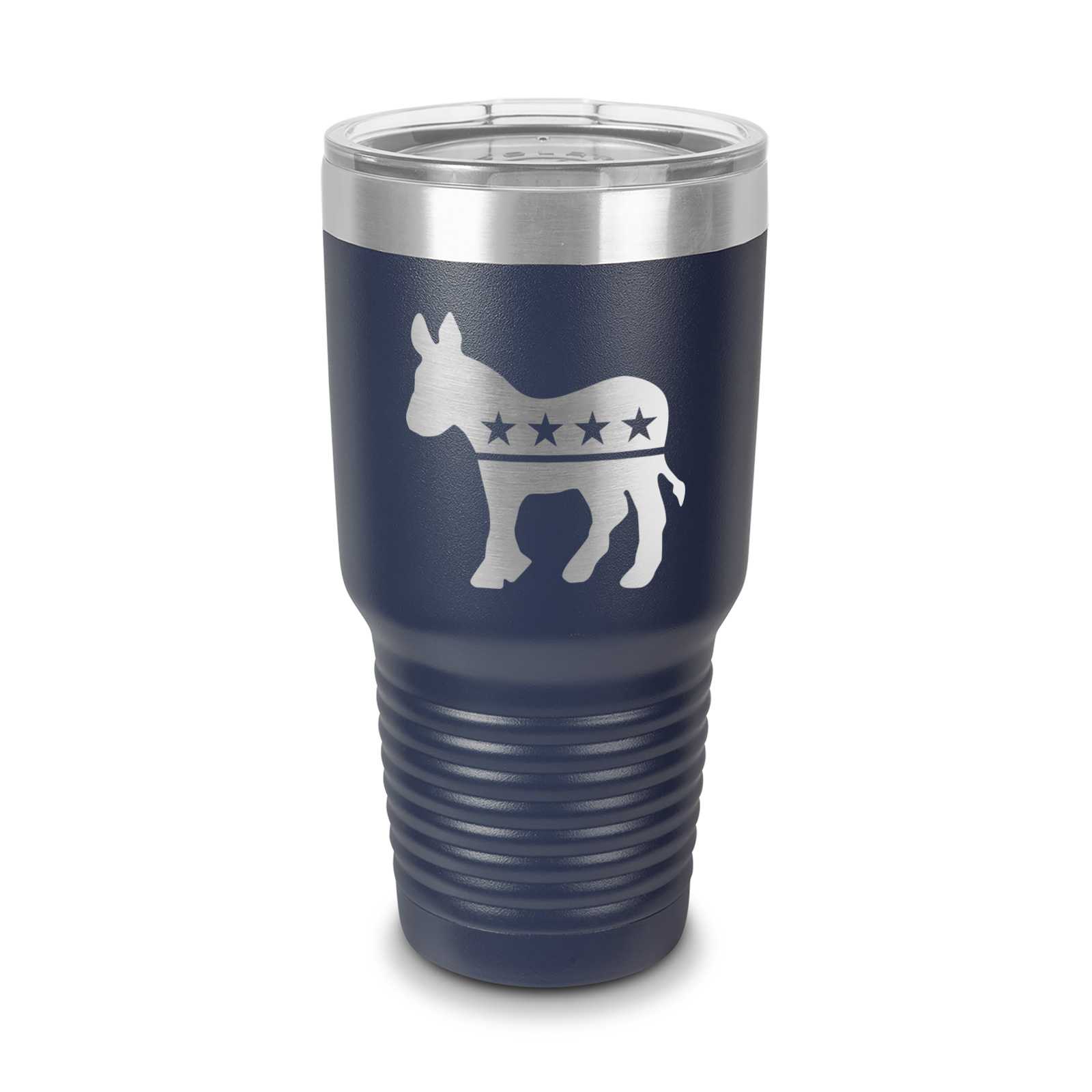 Democrat Logo Tumbler 30 oz - Laser Engraved w/ Clear Lid - Stainless ...
