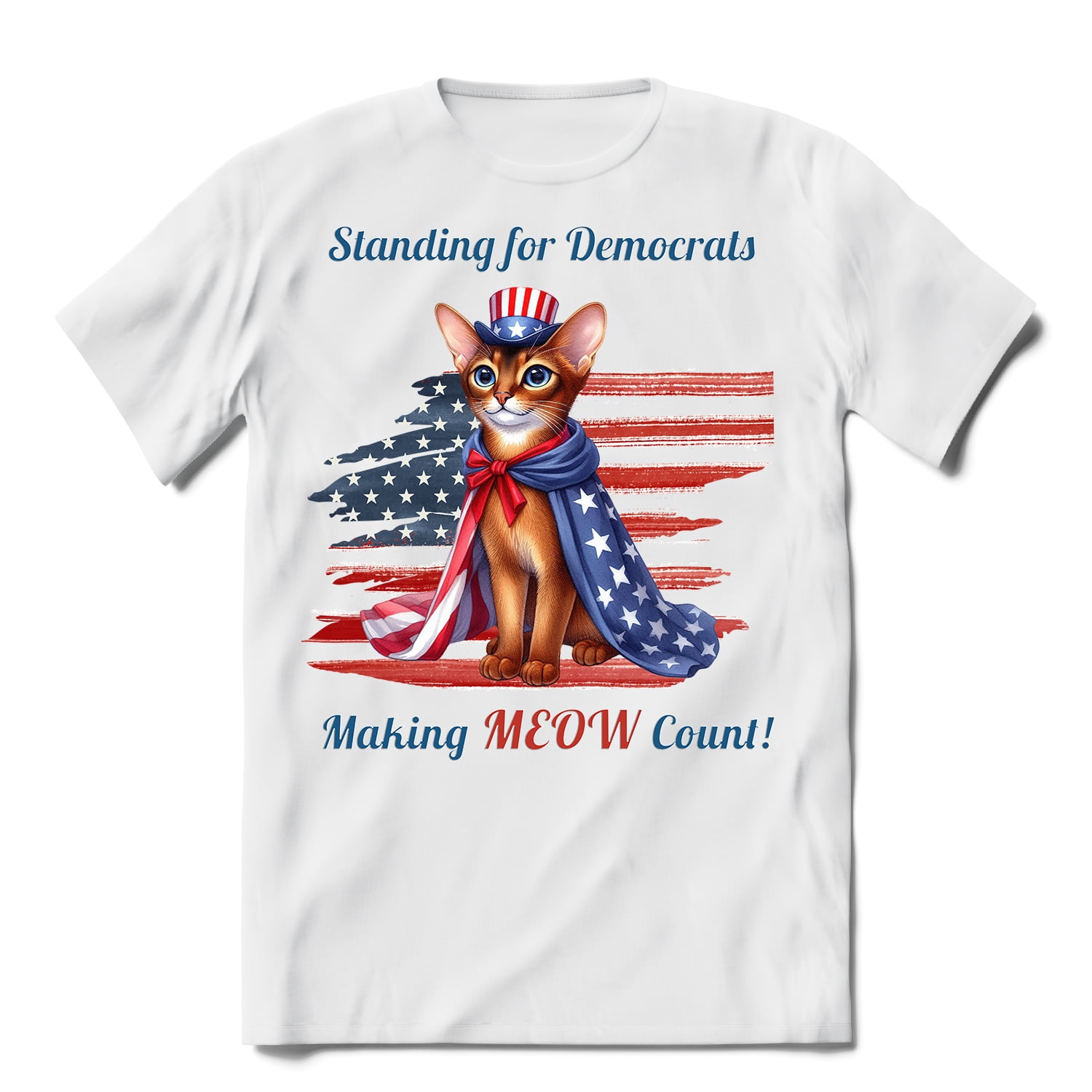 Democratic Abyssinian Cat Making Meow Count Election 2024 Shirt T-shirt ...