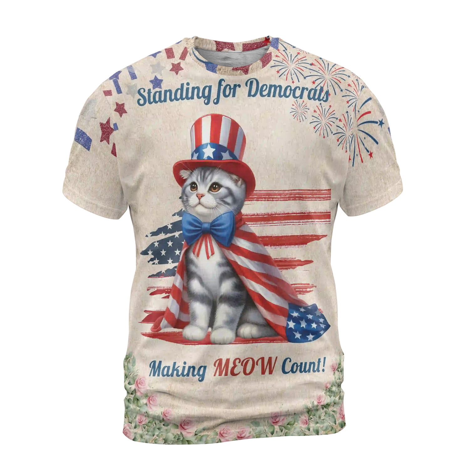 Democratic American Shorthair Cat Making Meow Count Election 2024 All ...