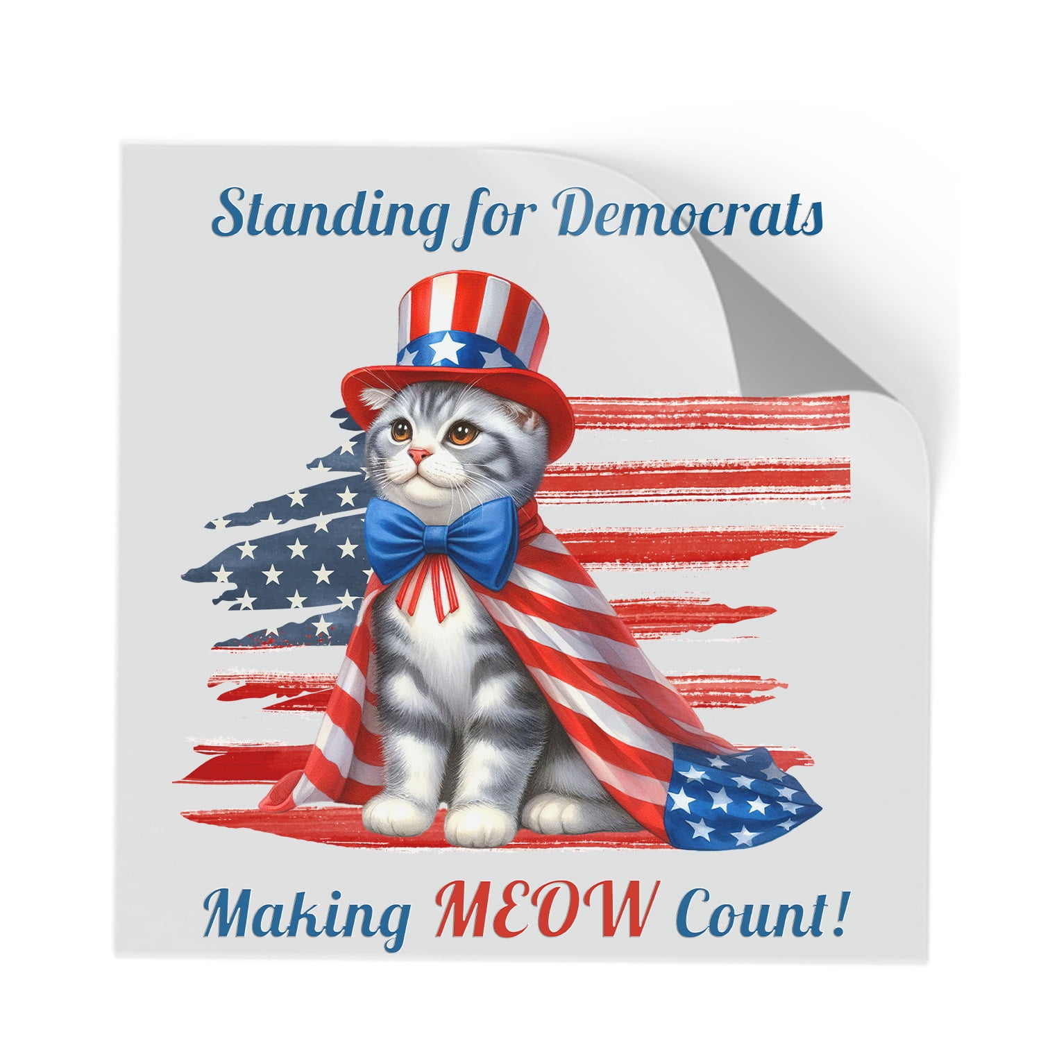 Democratic American Shorthair Cat Making Meow Count Election 2024 ...