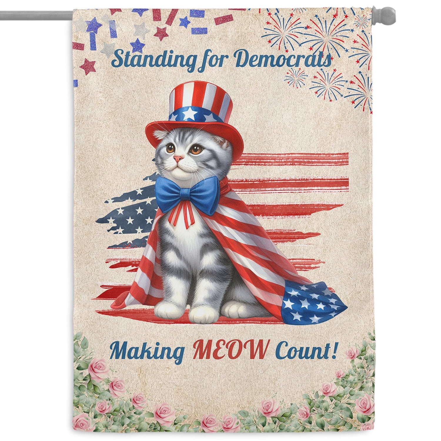 Democratic American Shorthair Cat Making Meow Count Election 2024 House ...