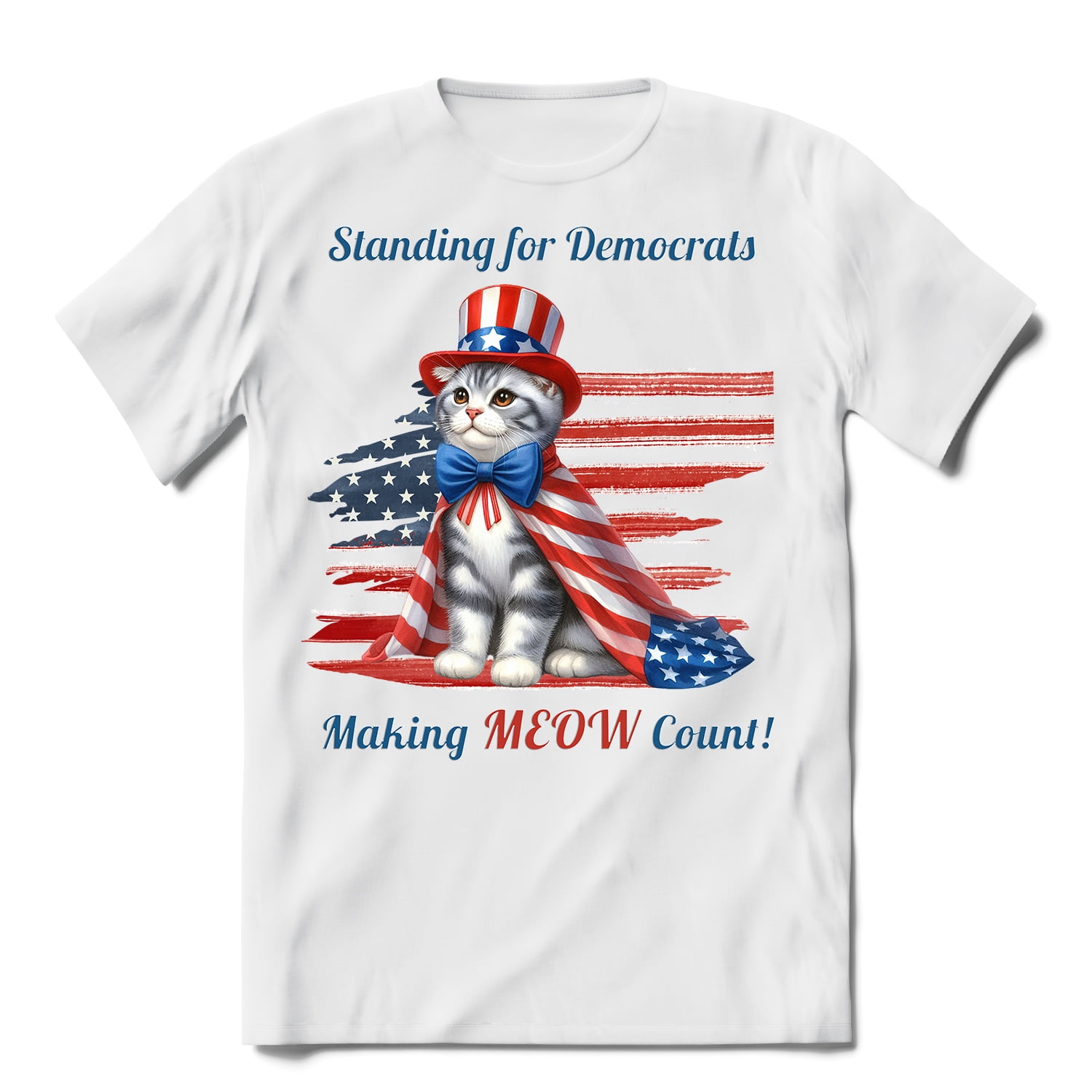 Democratic American Shorthair Cat Making Meow Count Election 2024 Shirt ...