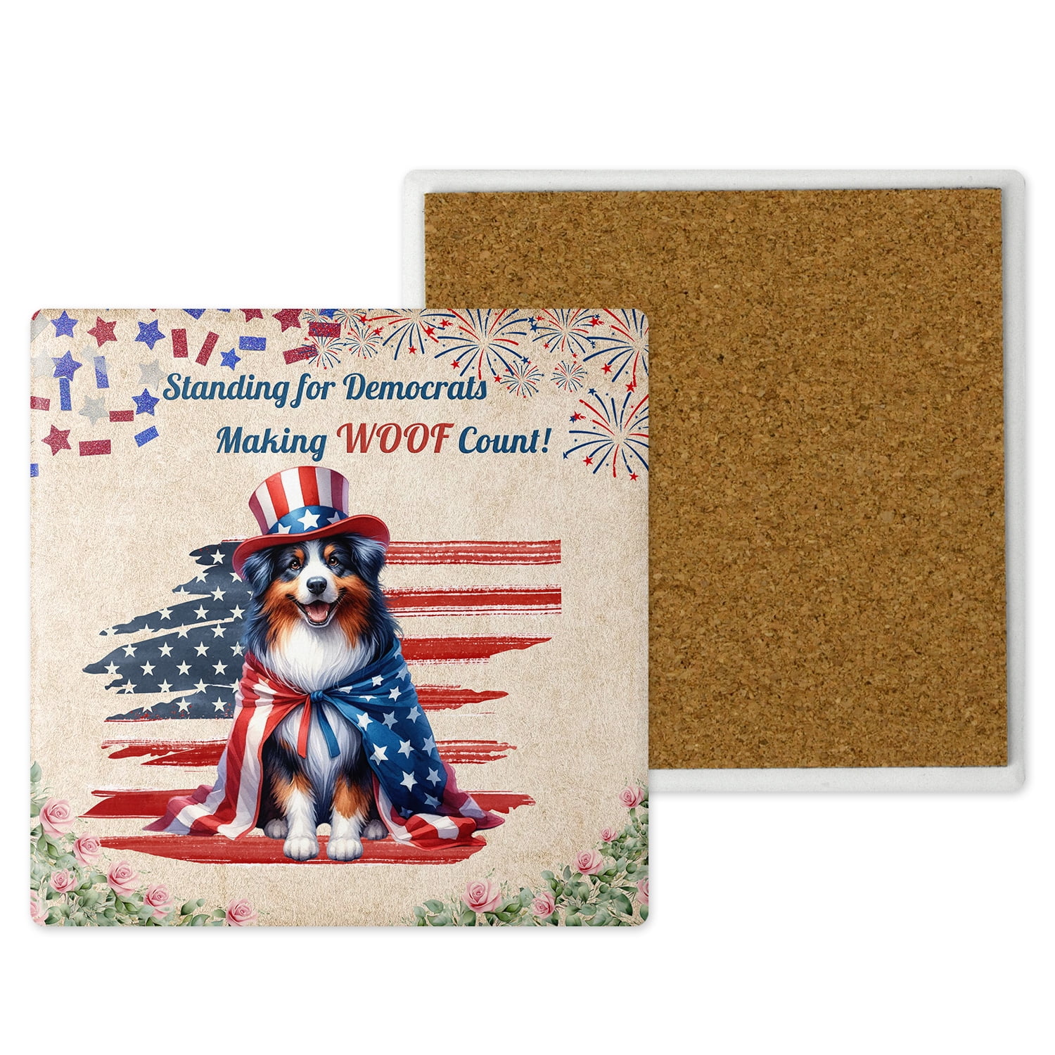 Democratic Australian Shepherd Making Woof Count Election 2024 Set of 4 ...