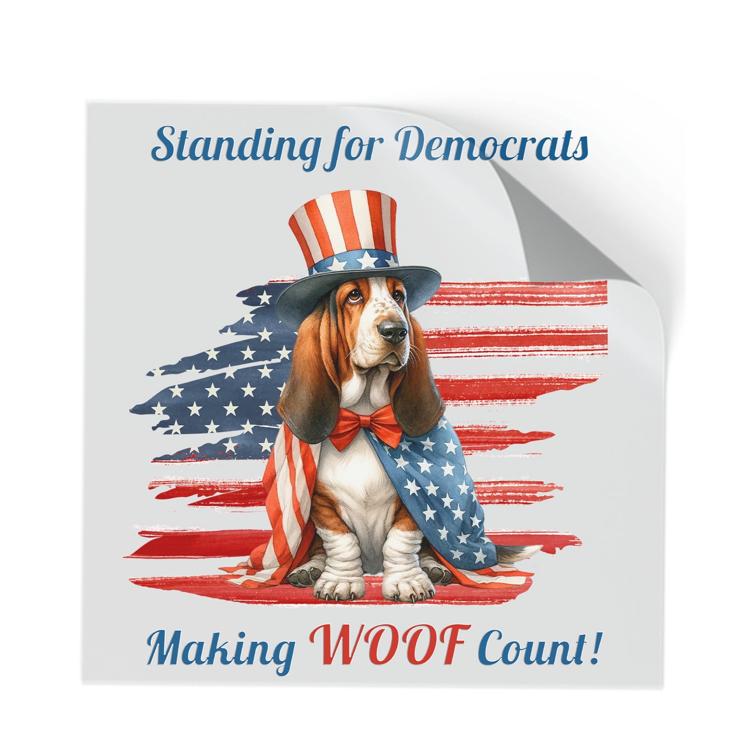 Democratic Basset Hound Making Woof Count Election 2024 Cutout Transfer ...