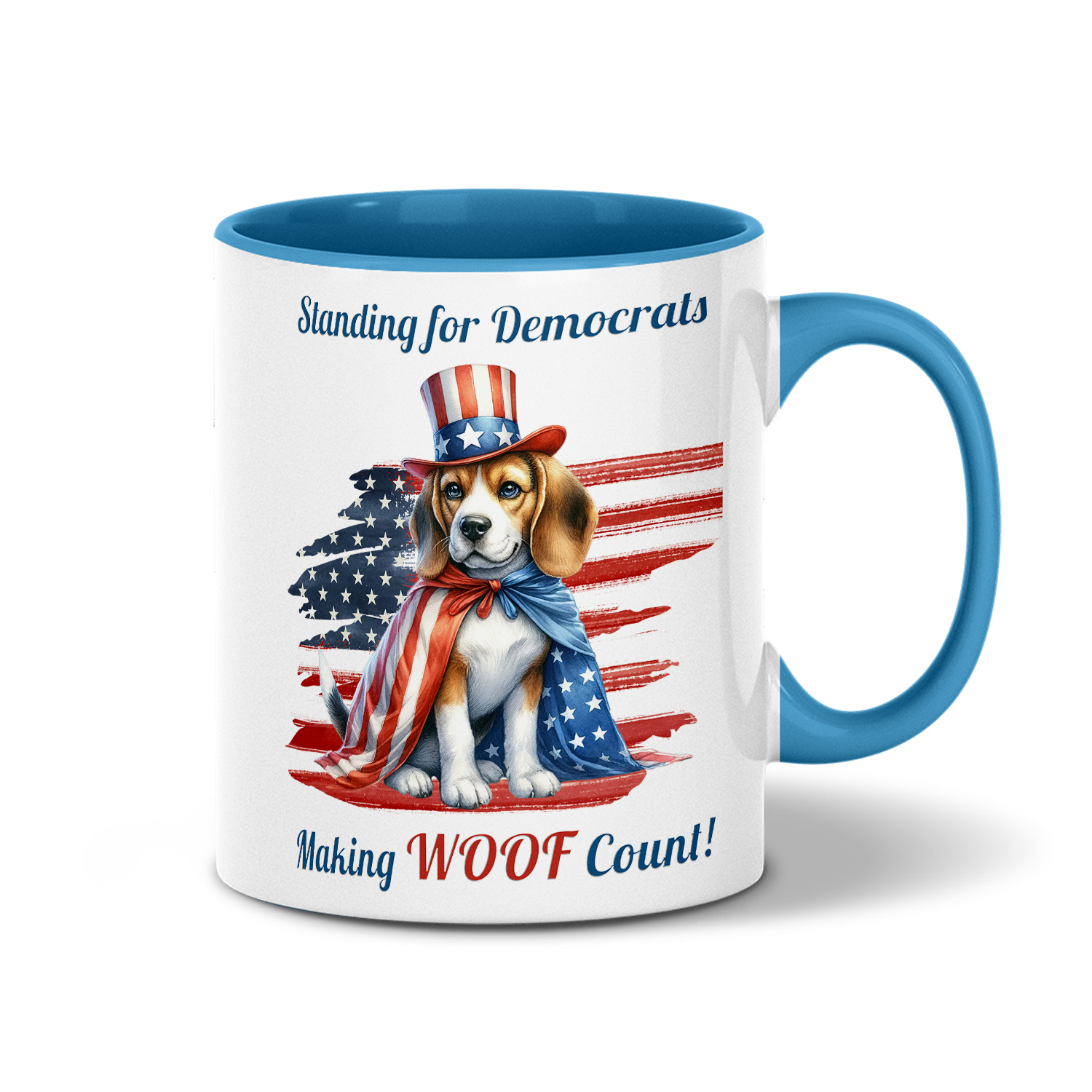Democratic Beagle Making Woof Count Election 2024 11oz Accent Two-tone ...