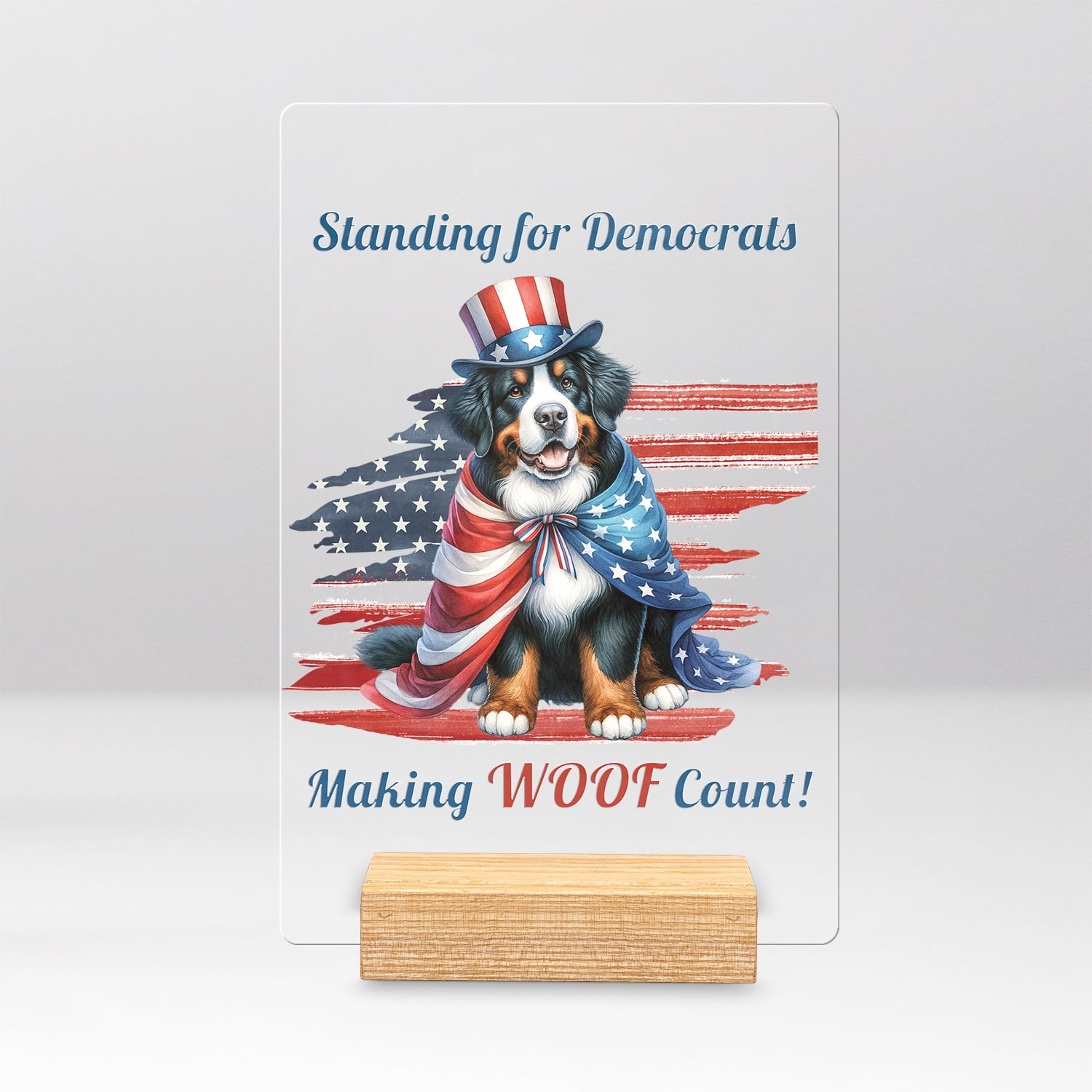 Democratic Bernese Mountain Dog Making Woof Count Election 2024 Acrylic ...