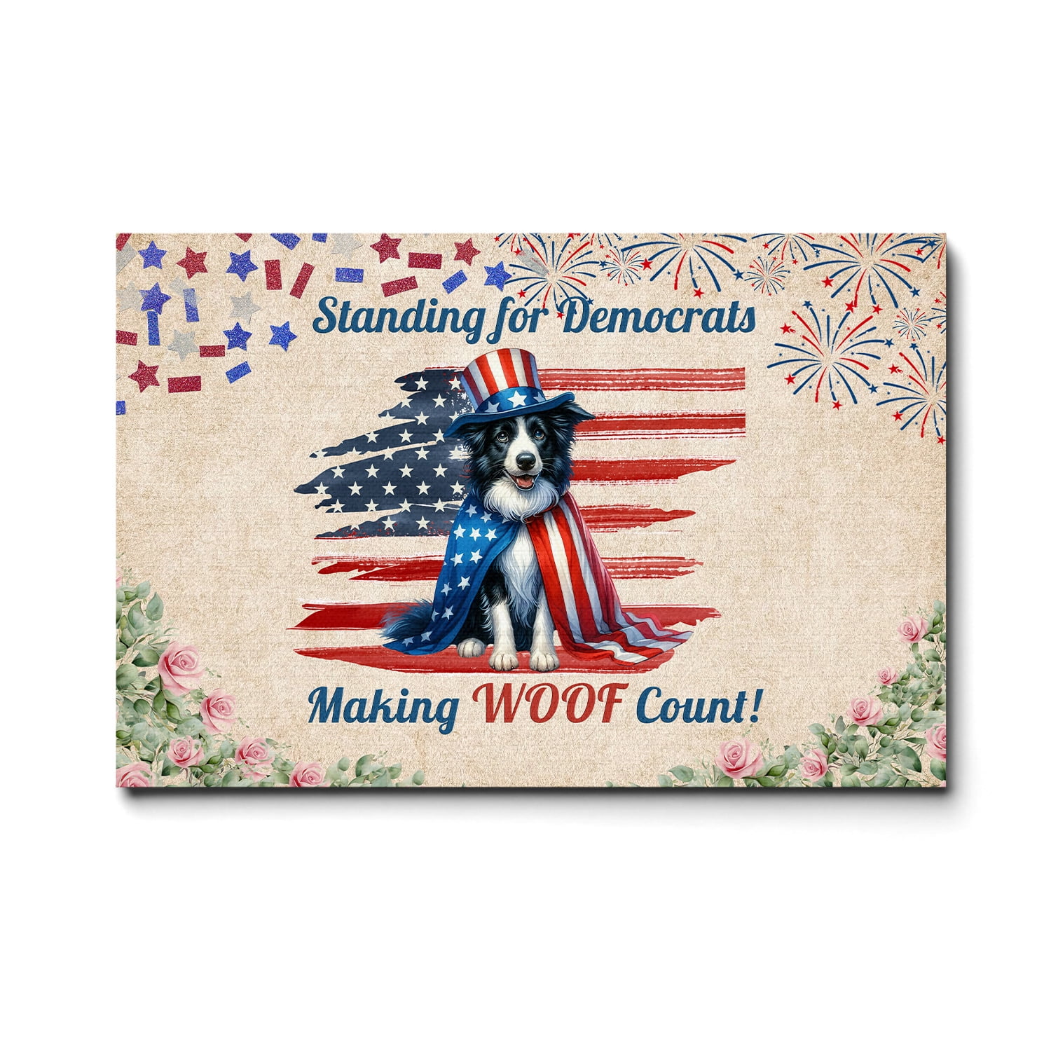 Democratic Border Collie Making Woof Count Election 2024 Horizontal ...