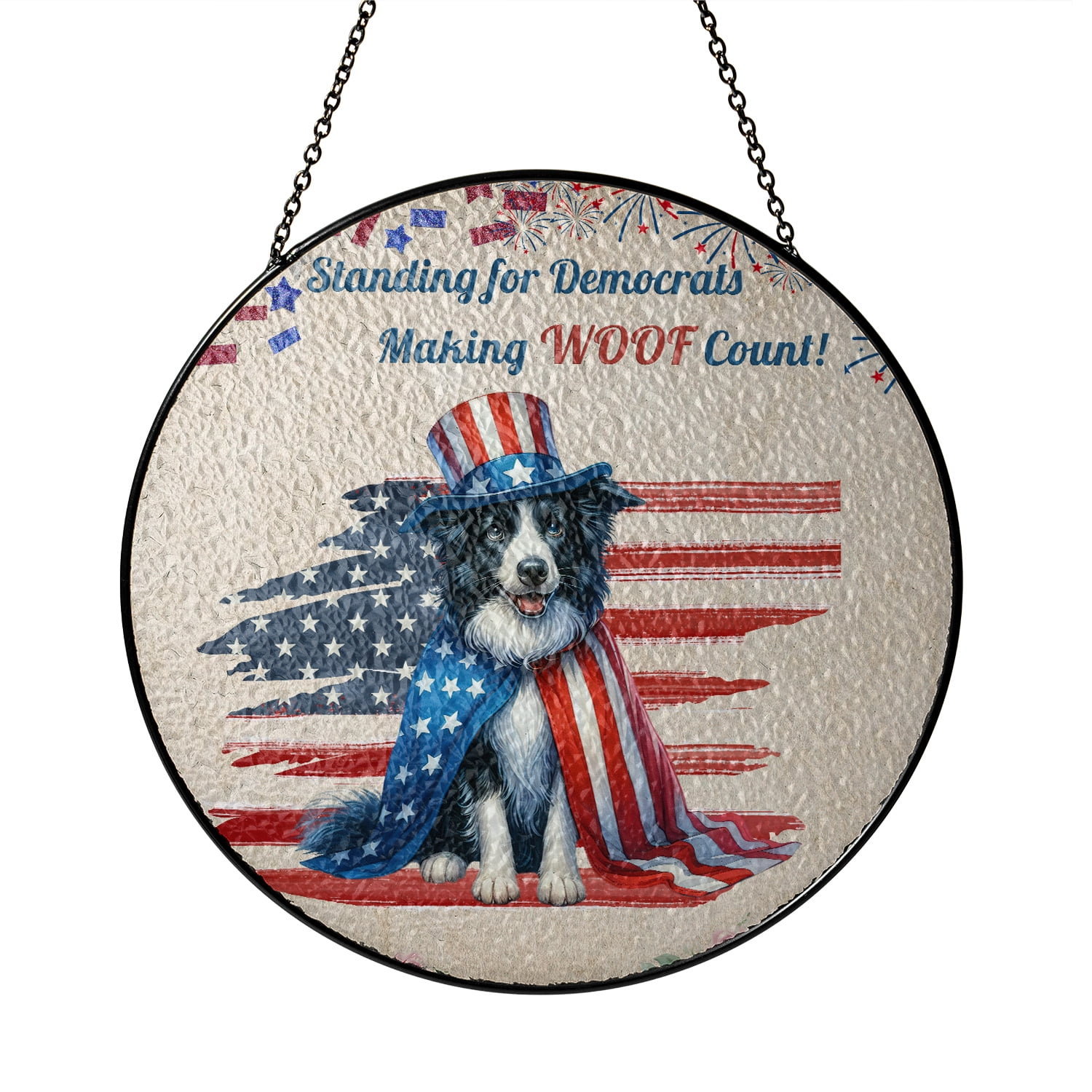 Democratic Border Collie Making Woof Count Election 2024 Stained Glass ...