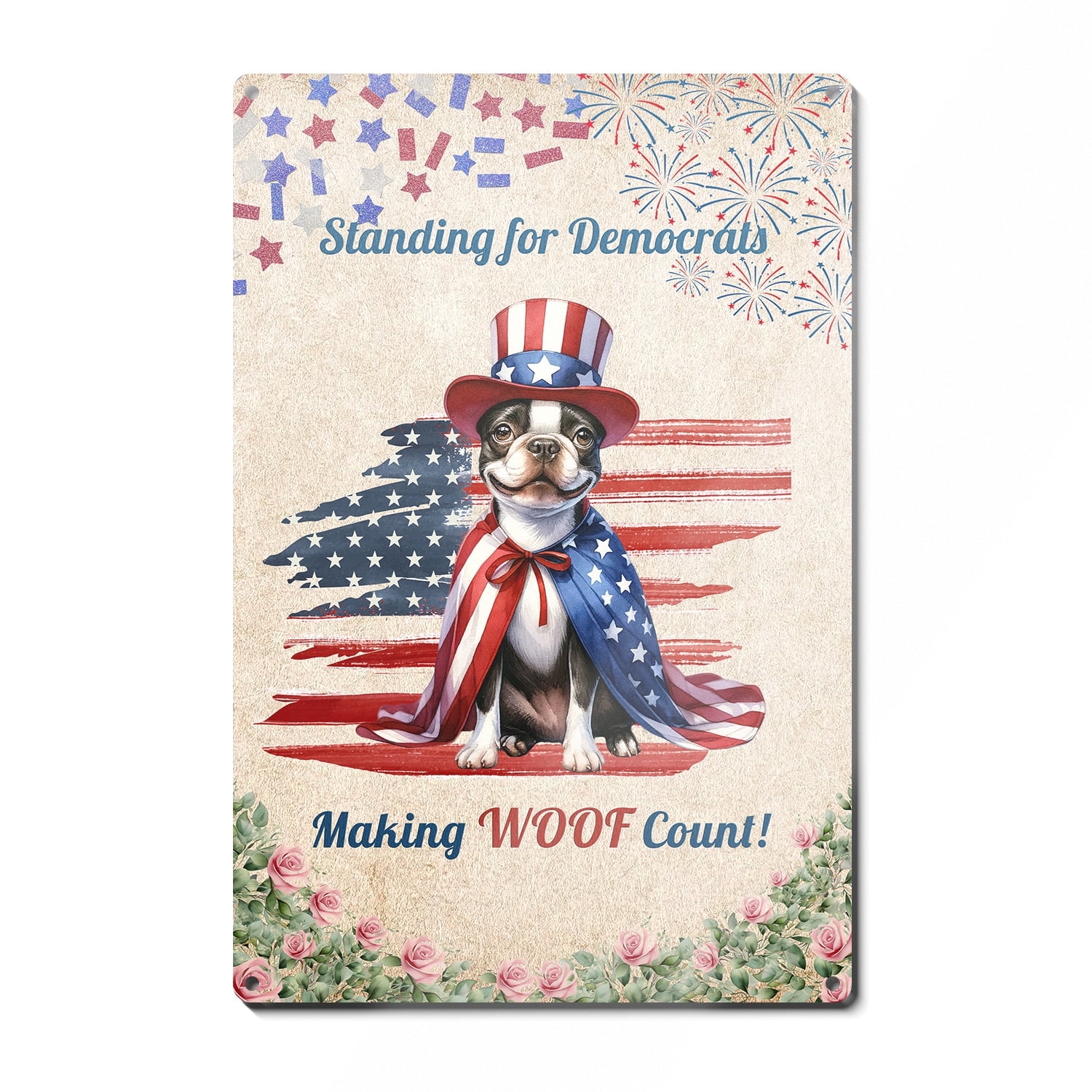 Democratic Boston Terrier Making Woof Count Election 2024 Vertical ...