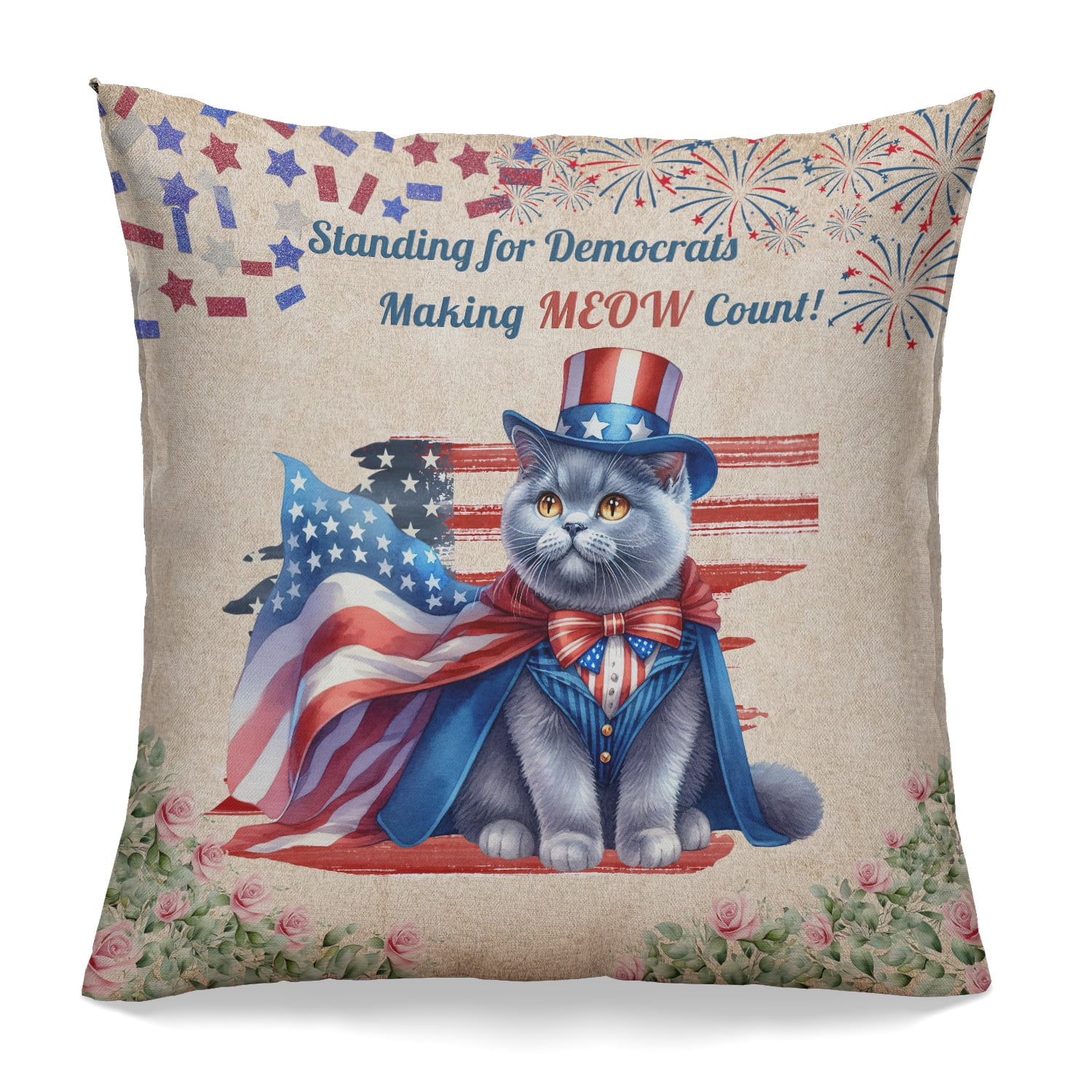 Democratic British Shorthair Cat Making Meow Count Election 2024 ...