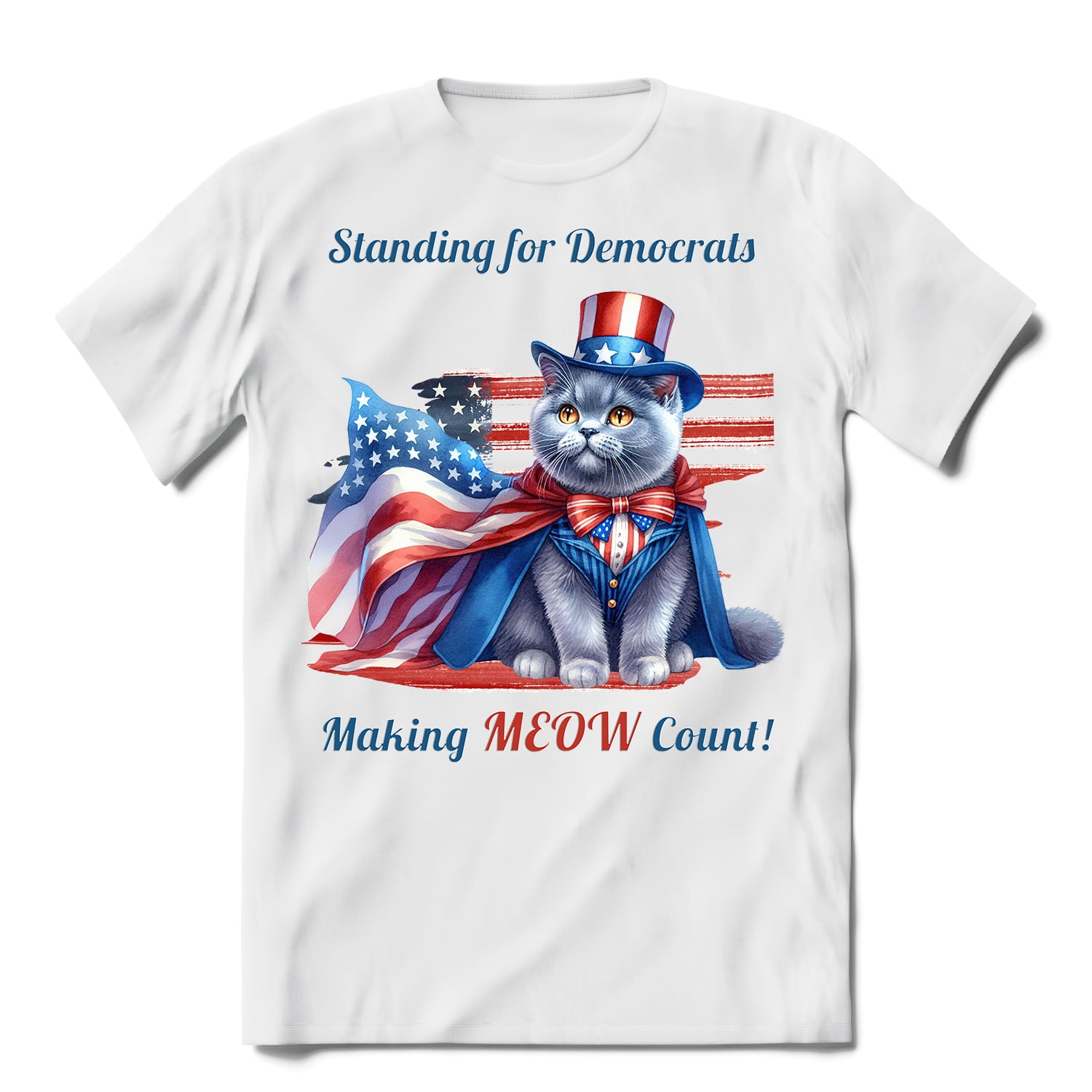 Democratic British Shorthair Cat Making Meow Count Election 2024 Shirt ...