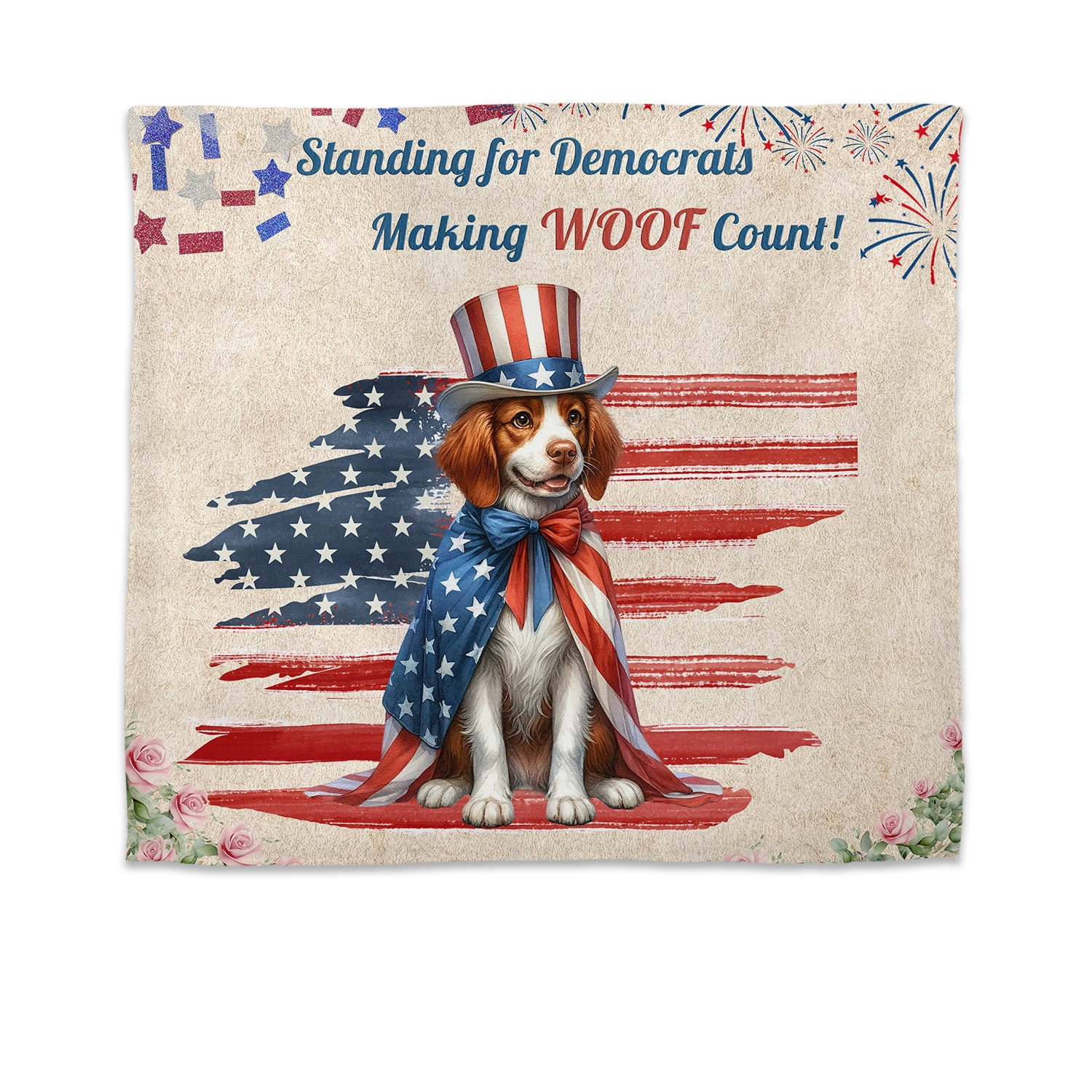 Democratic Brittany Spaniel Making Woof Count Election 2024 Tapestry ...