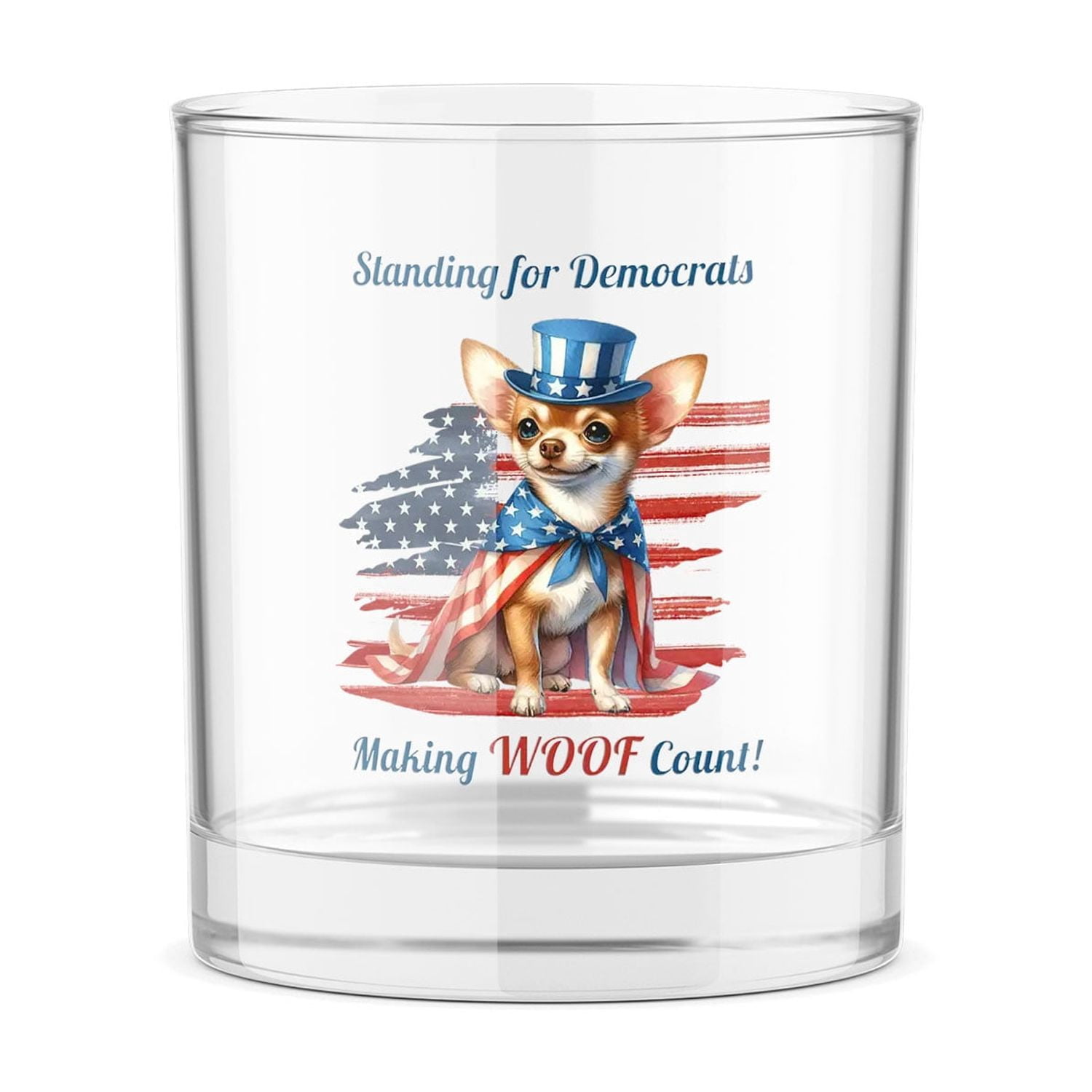 Democratic Chihuahua Making Woof Count Election 2024 11oz Whiskey Glass ...