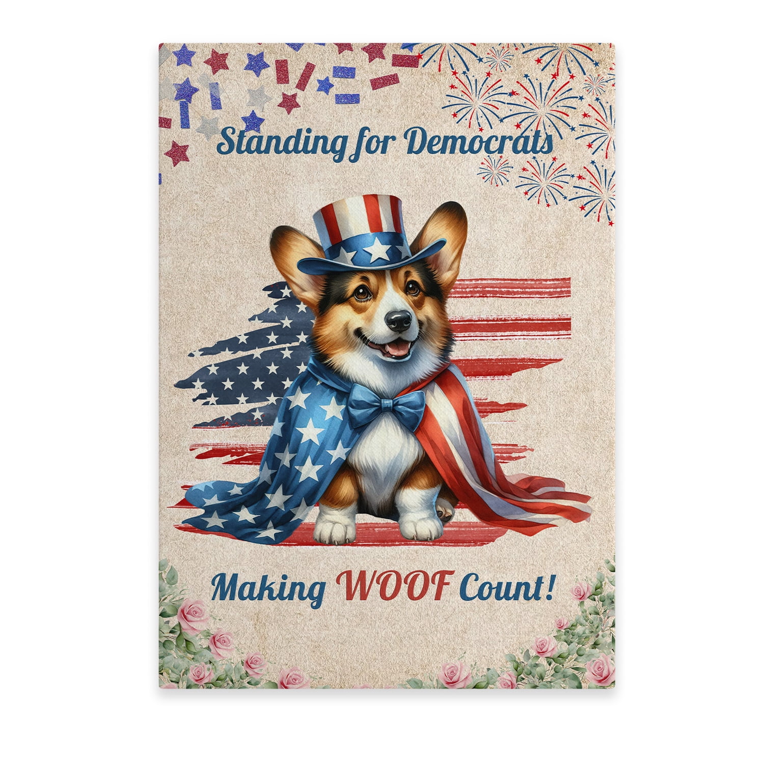 Democratic Corgi Making Woof Count Election 2024 Vertical Matte Canvas ...