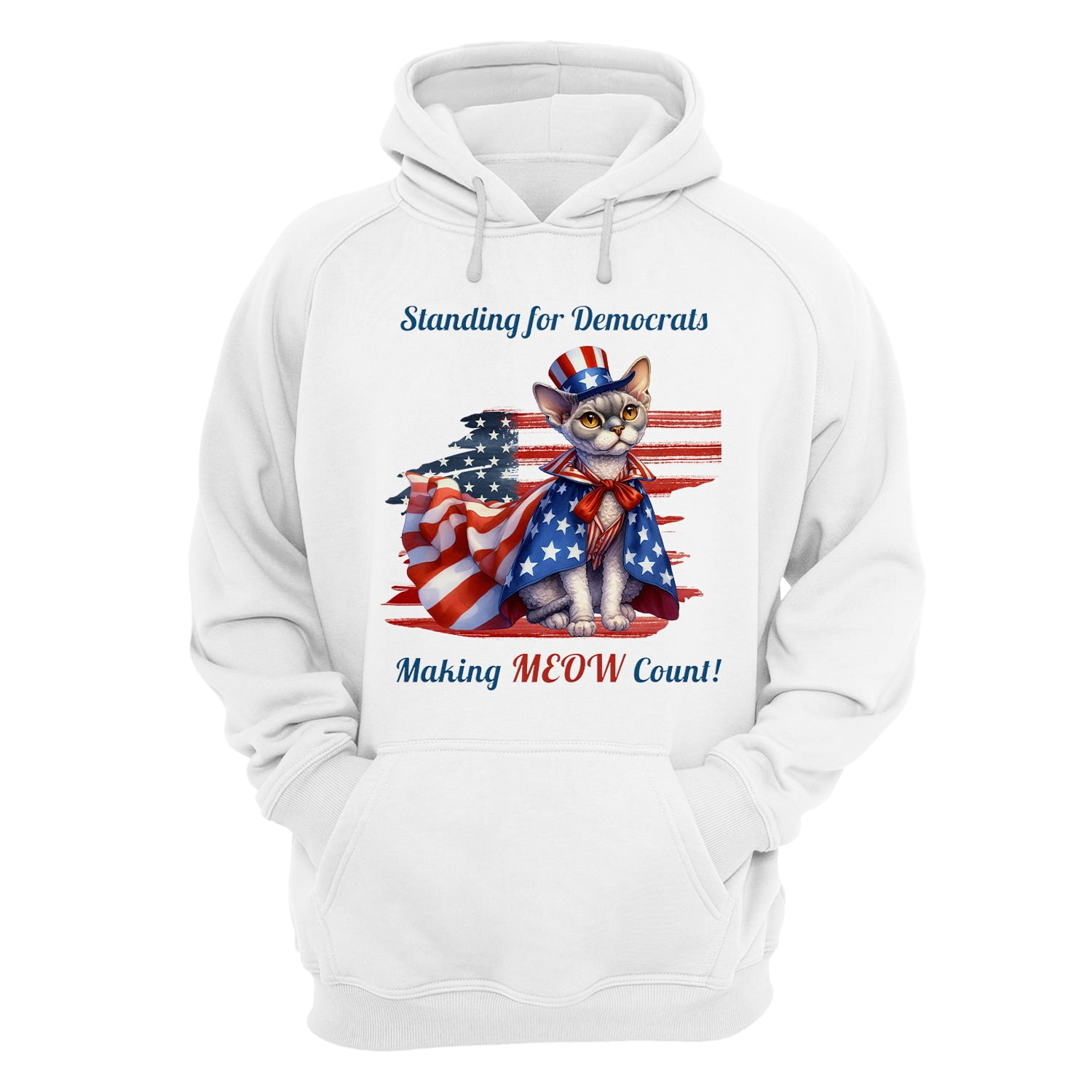 Democratic Devon Rex Cat Making Meow Count Election 2024 Hoodie Unisex ...