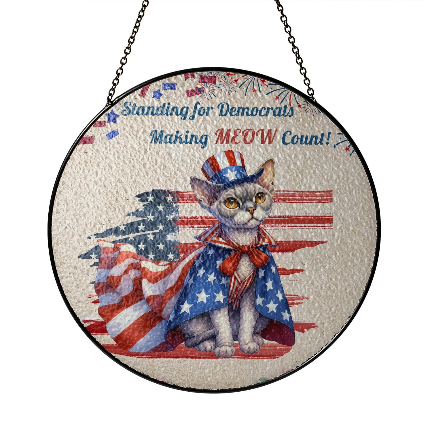 Democratic Devon Rex Cat Making Meow Count Election 2024 Stained Glass ...