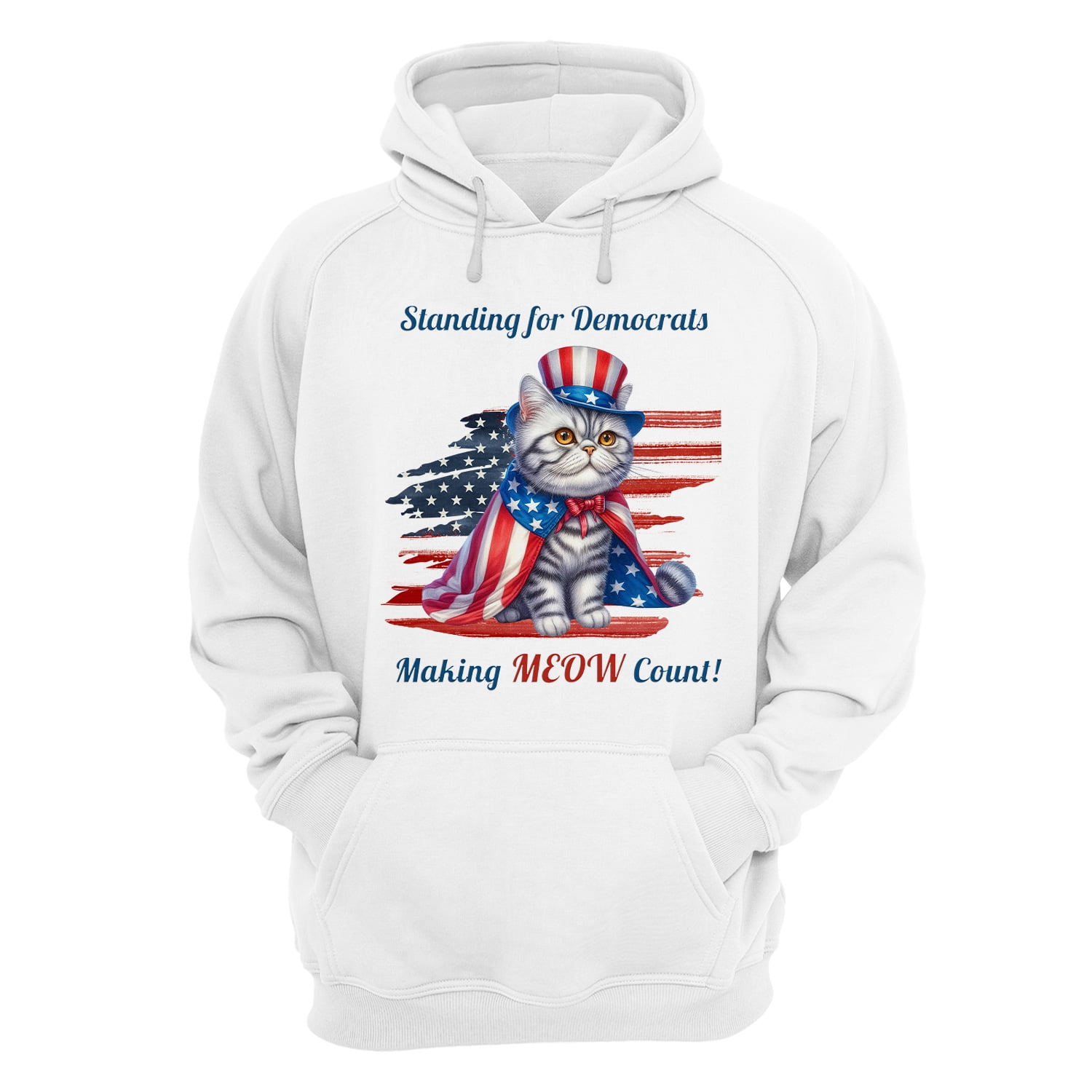 Democratic Exotic Shorthair Cat Making Meow Count Election 2024 Hoodie ...