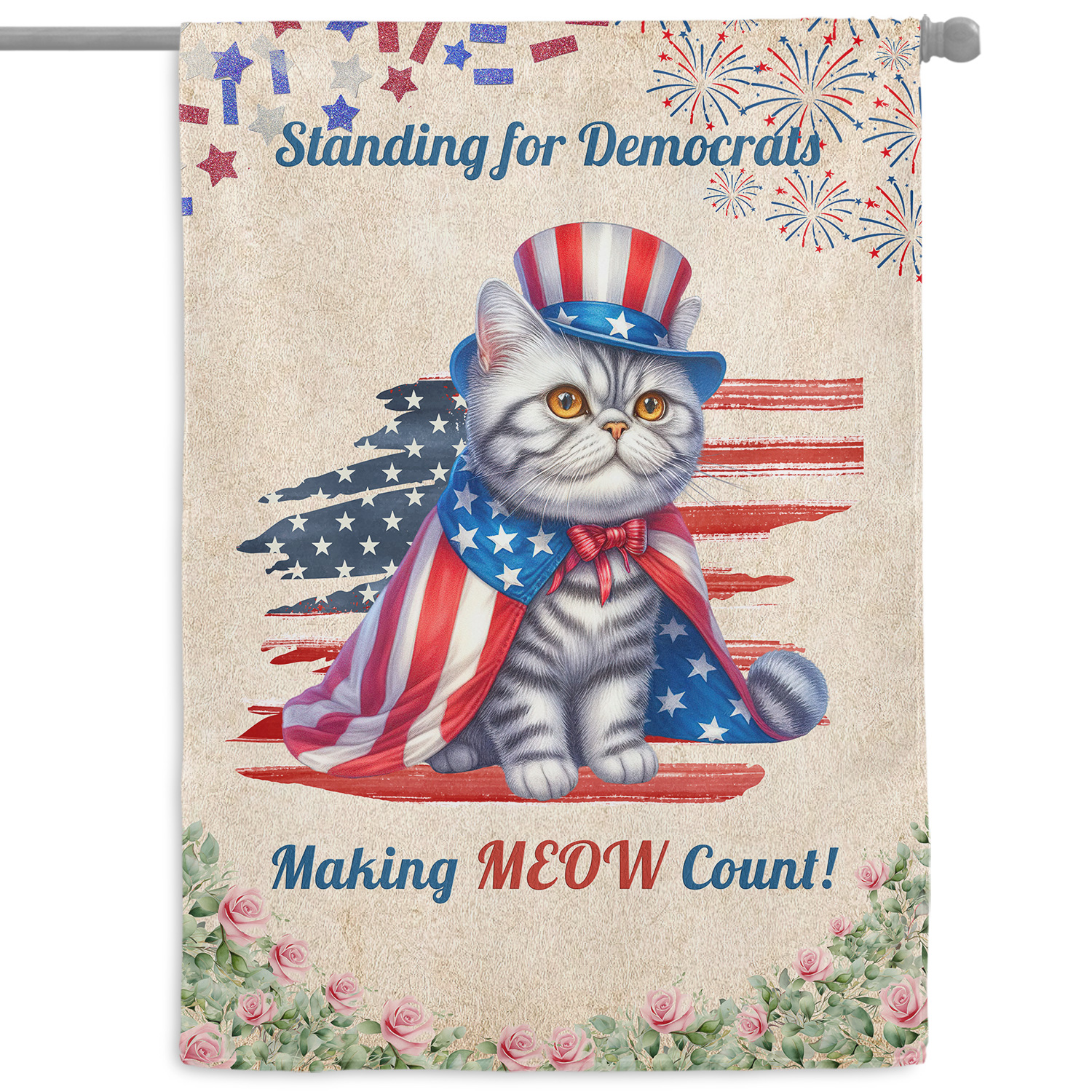 Democratic Exotic Shorthair Cat Making Meow Count Election 2024 House ...