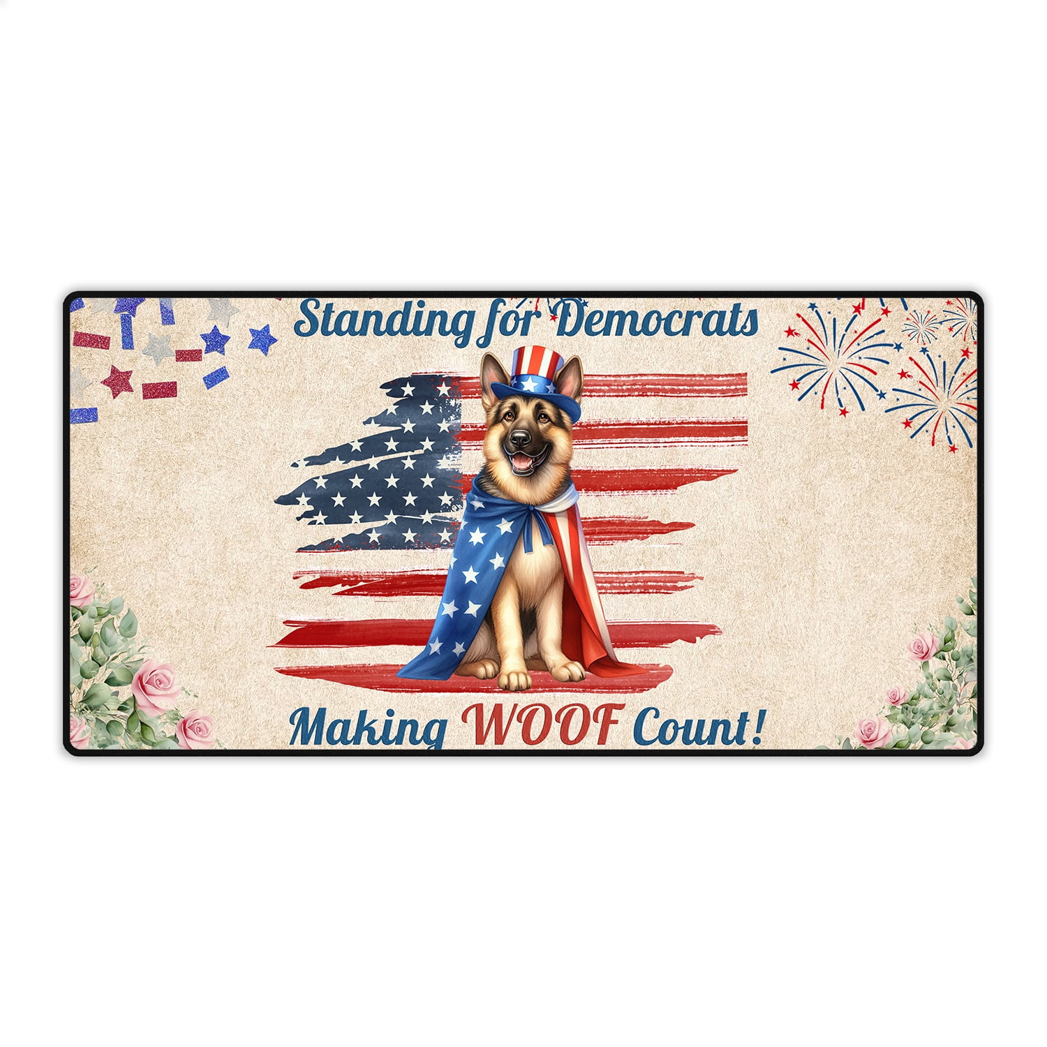 Democratic German Shepherd Making Woof Count Election 2024 Desk Mat ...