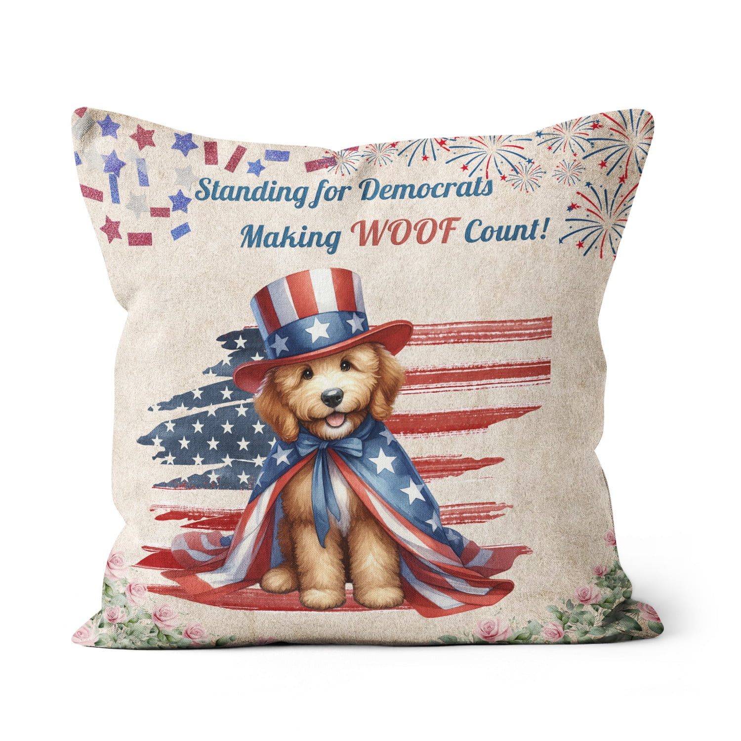 Democratic Goldendoodle Making Woof Count Election 2024 Pillow Cushion ...