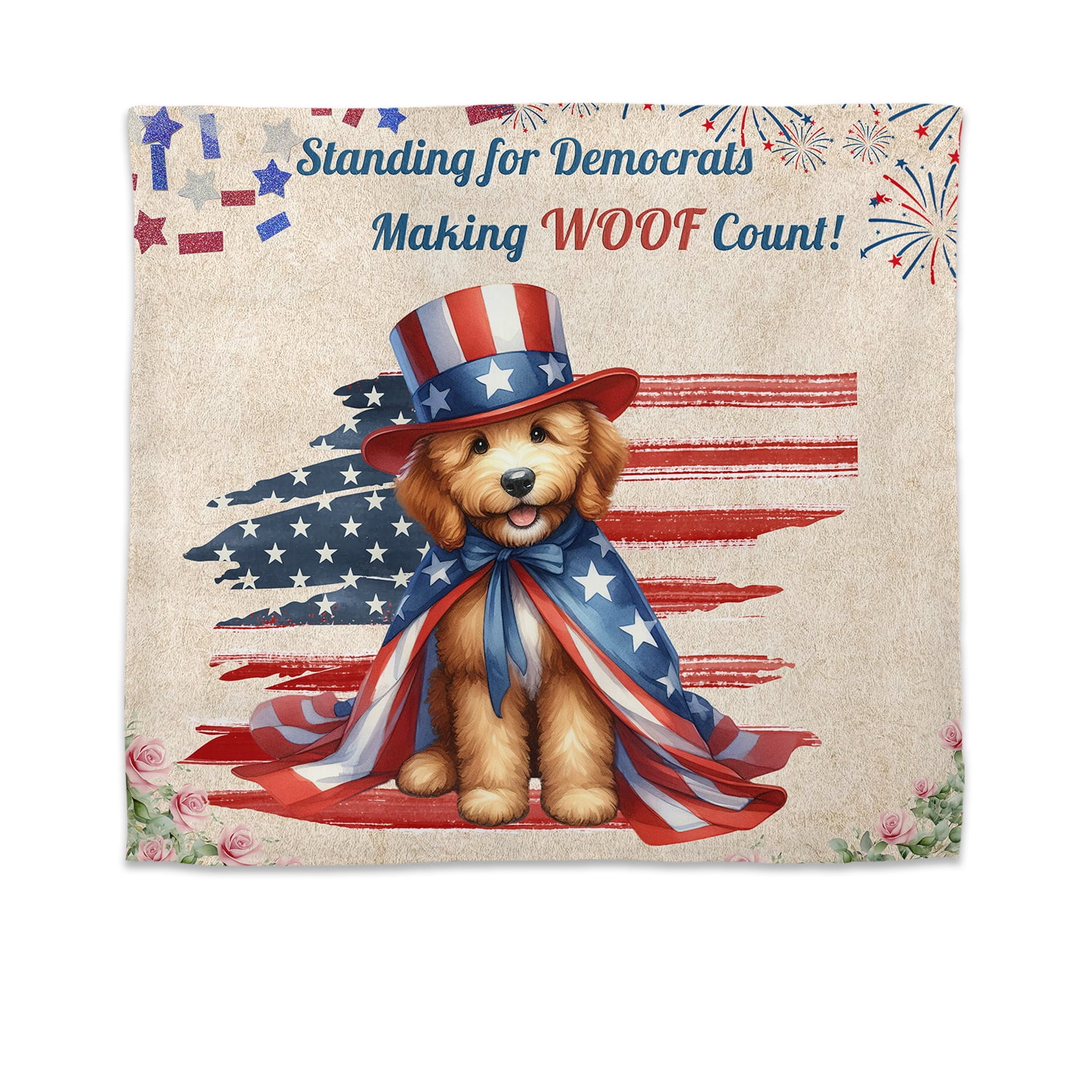 Democratic Goldendoodle Making Woof Count Election 2024 Tapestry Doodle ...