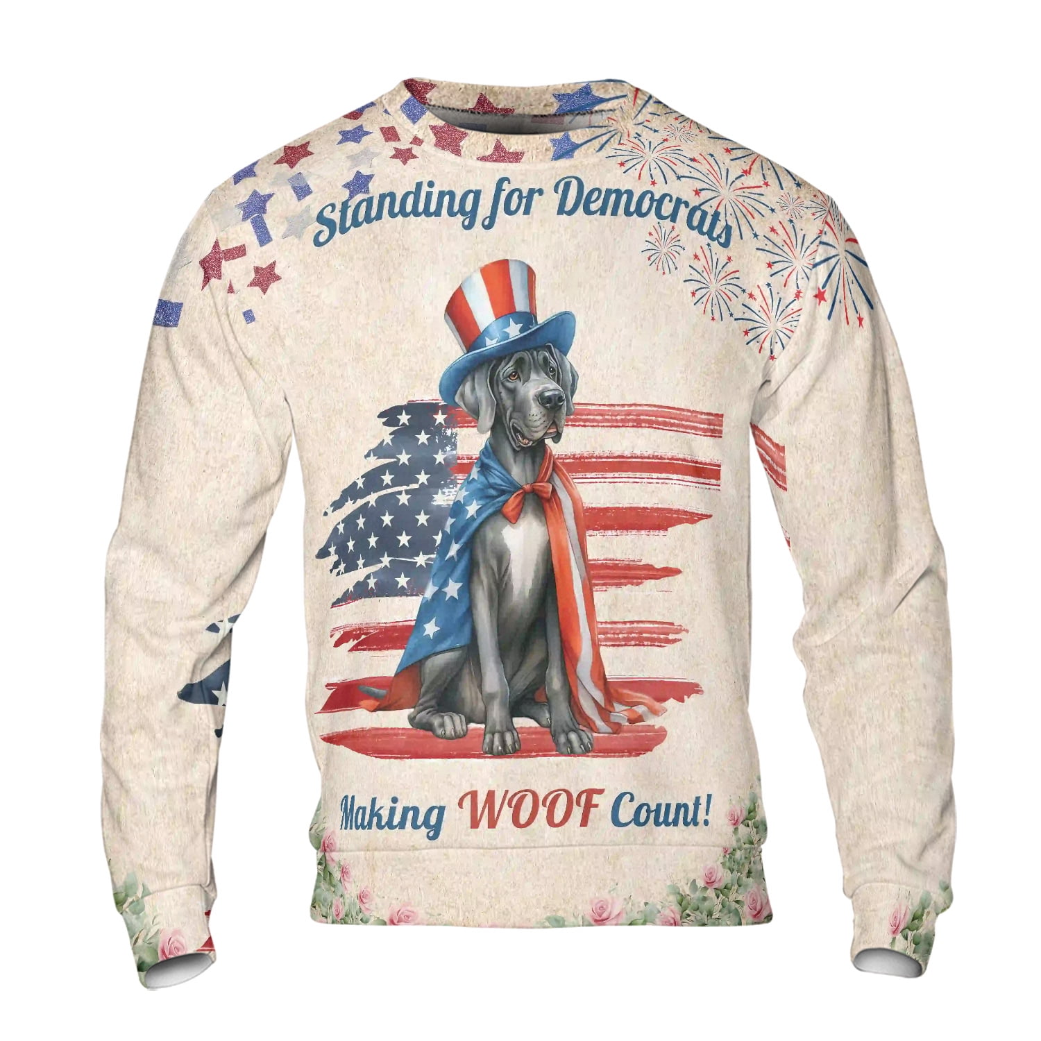 Democratic Great Dane Making Woof Count Election 2024 All Over Print 3D ...