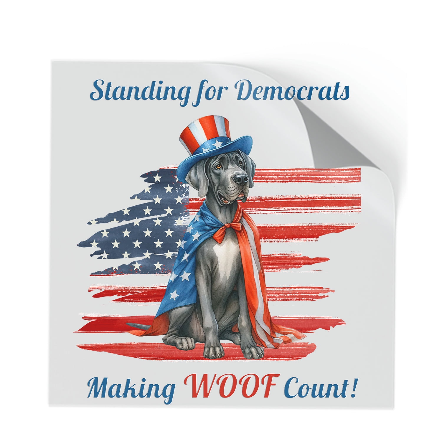 Democratic Great Dane Making Woof Count Election 2024 Cutout Transfer ...