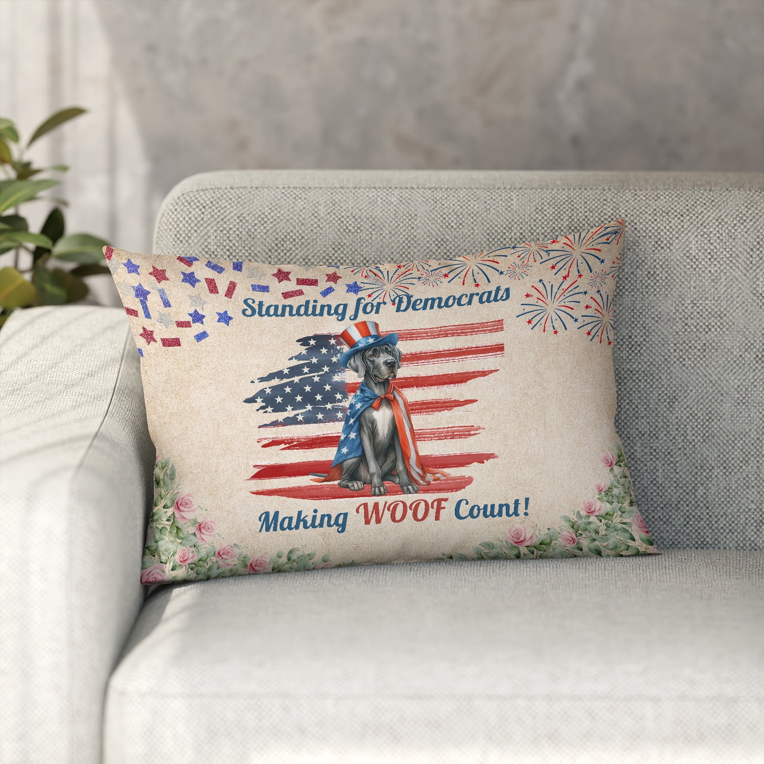 Democratic Great Dane Making Woof Count Election 2024 Pillowcase Double ...