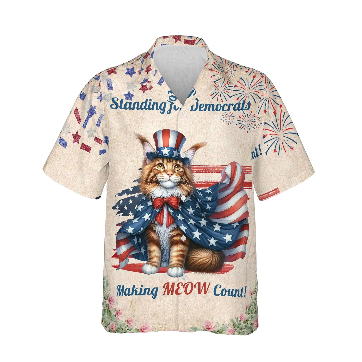 Democratic Maine Coon Cat Making Meow Count Election 2024 Hawaiian ...