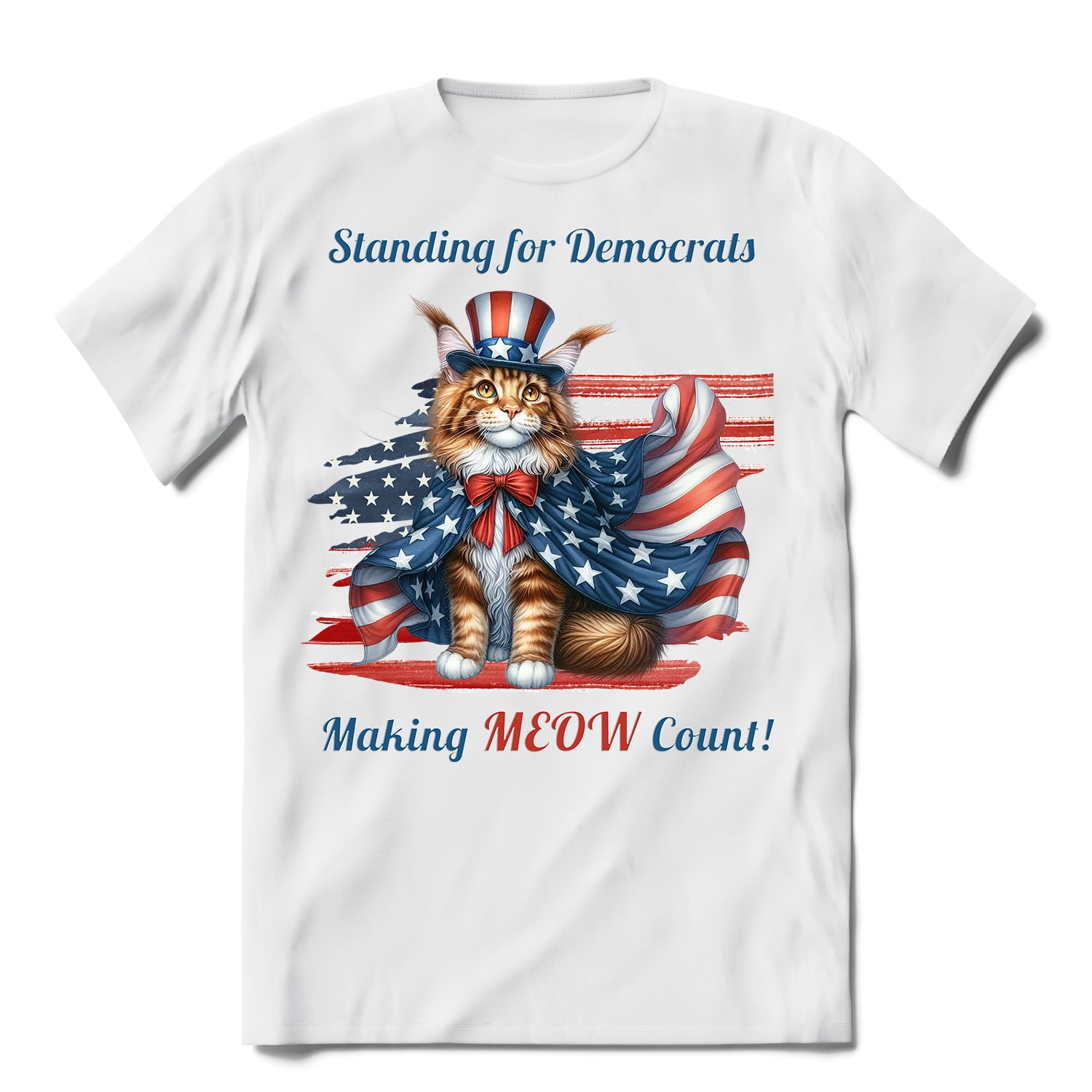 Democratic Maine Coon Cat Making Meow Count Election 2024 Shirt T-shirt ...