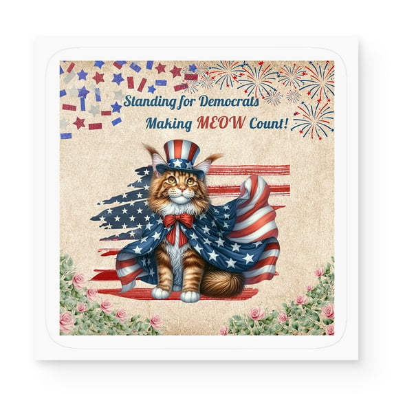 Democratic Maine Coon Cat Making Meow Count Election 2024 Vinyl Sticker ...
