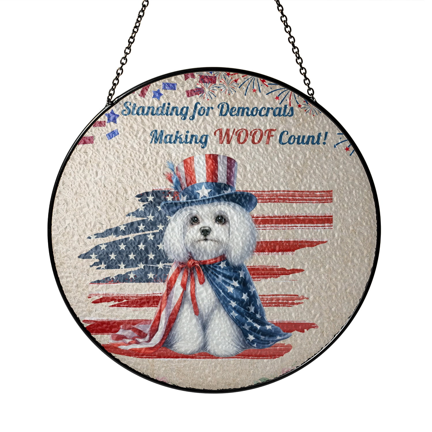 Democratic Maltese Making Woof Count Election 2024 Stained Glass ...