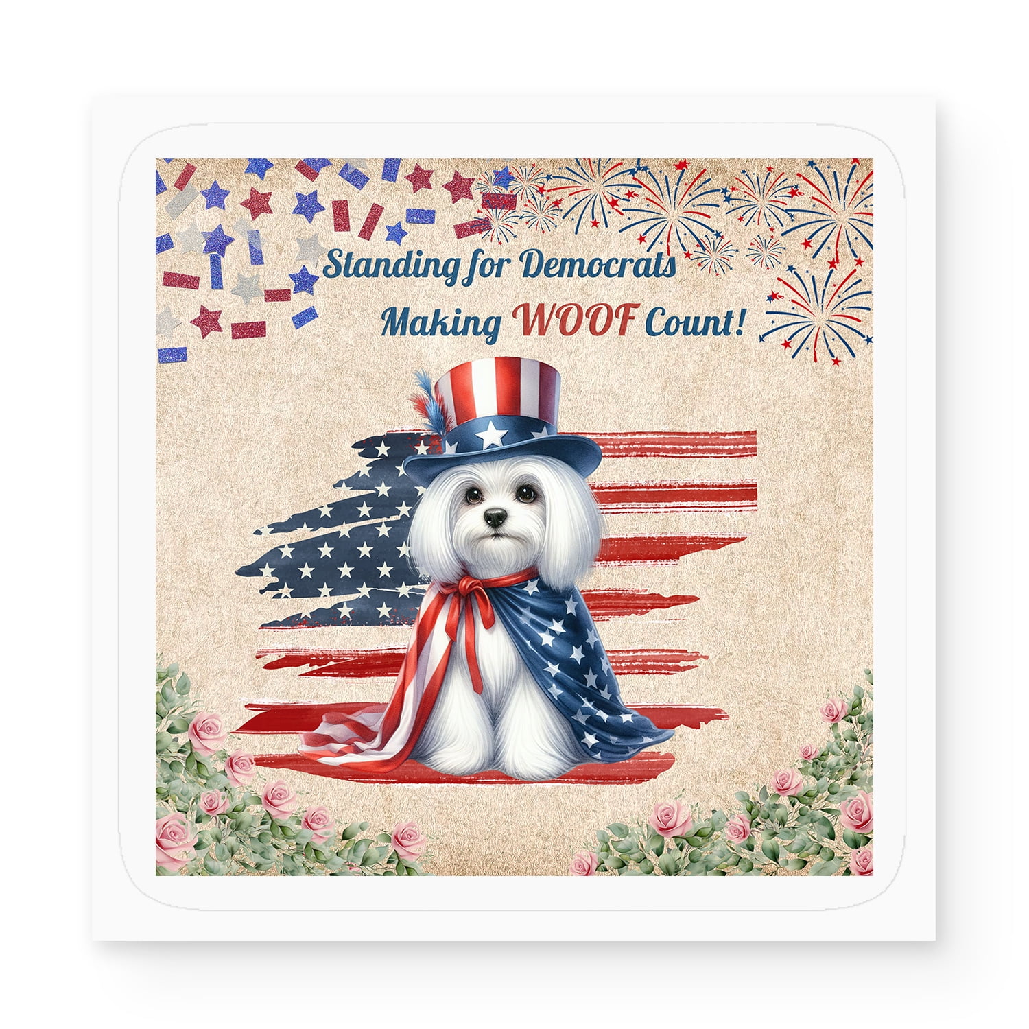Democratic Maltese Making Woof Count Election 2024 Vinyl Sticker ...