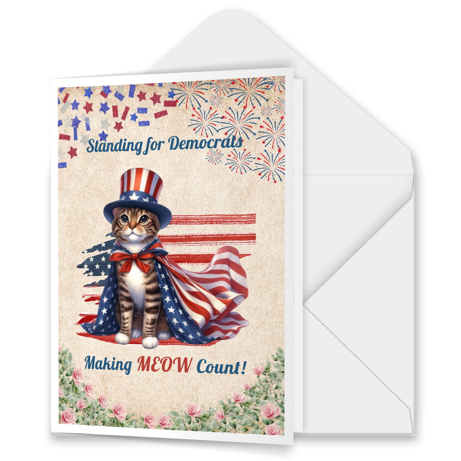 Democratic Manx Making Meow Count Election 2024 5x7in Folded Greeting ...