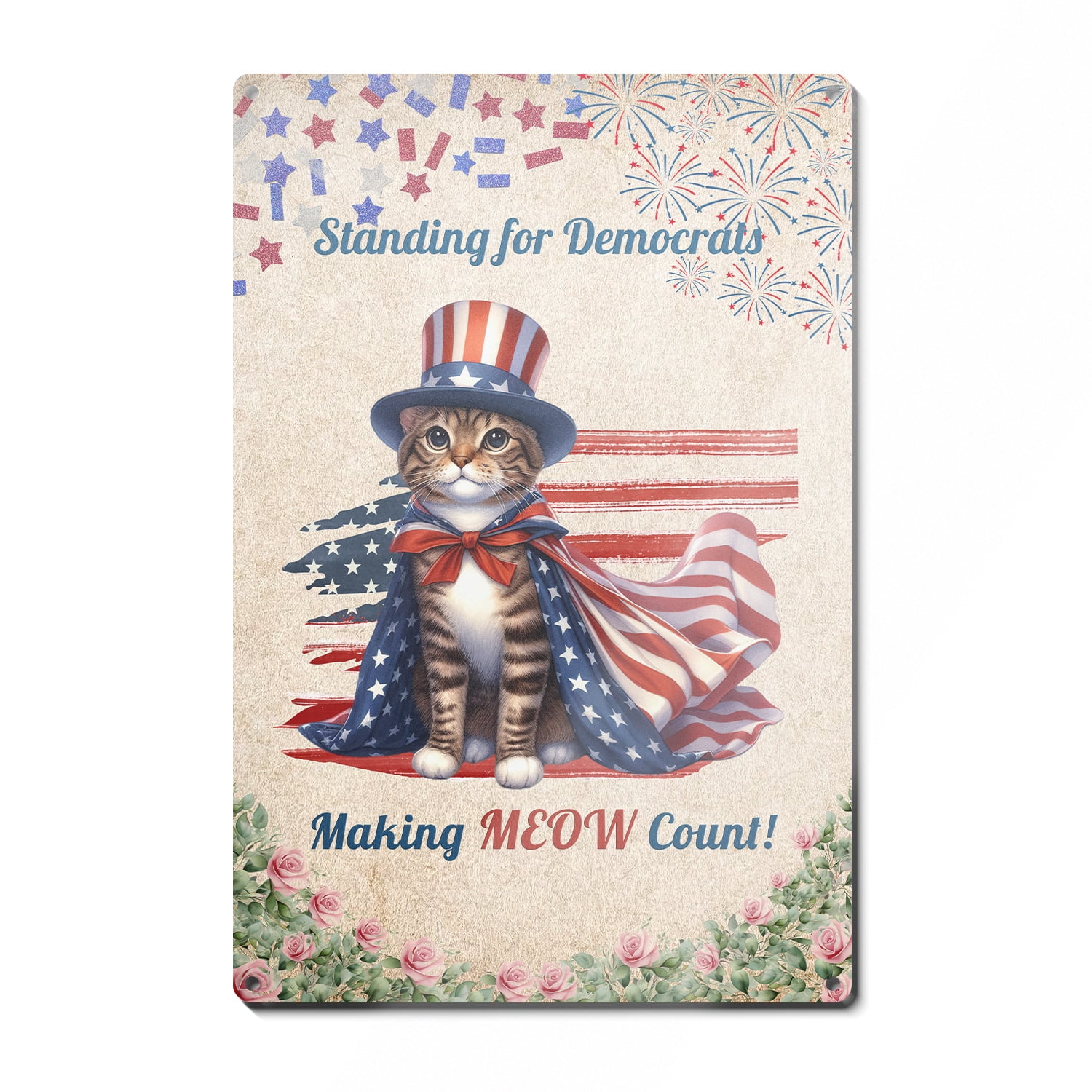 Democratic Manx Making Meow Count Election 2024 Vertical Metal Aluminum ...