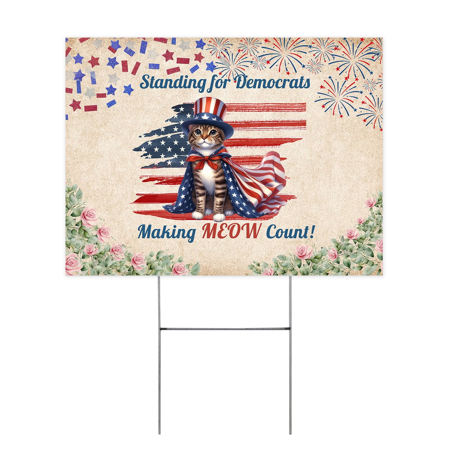 Democratic Manx Making Meow Count Election 2024 Yard Sign Cat Lover ...