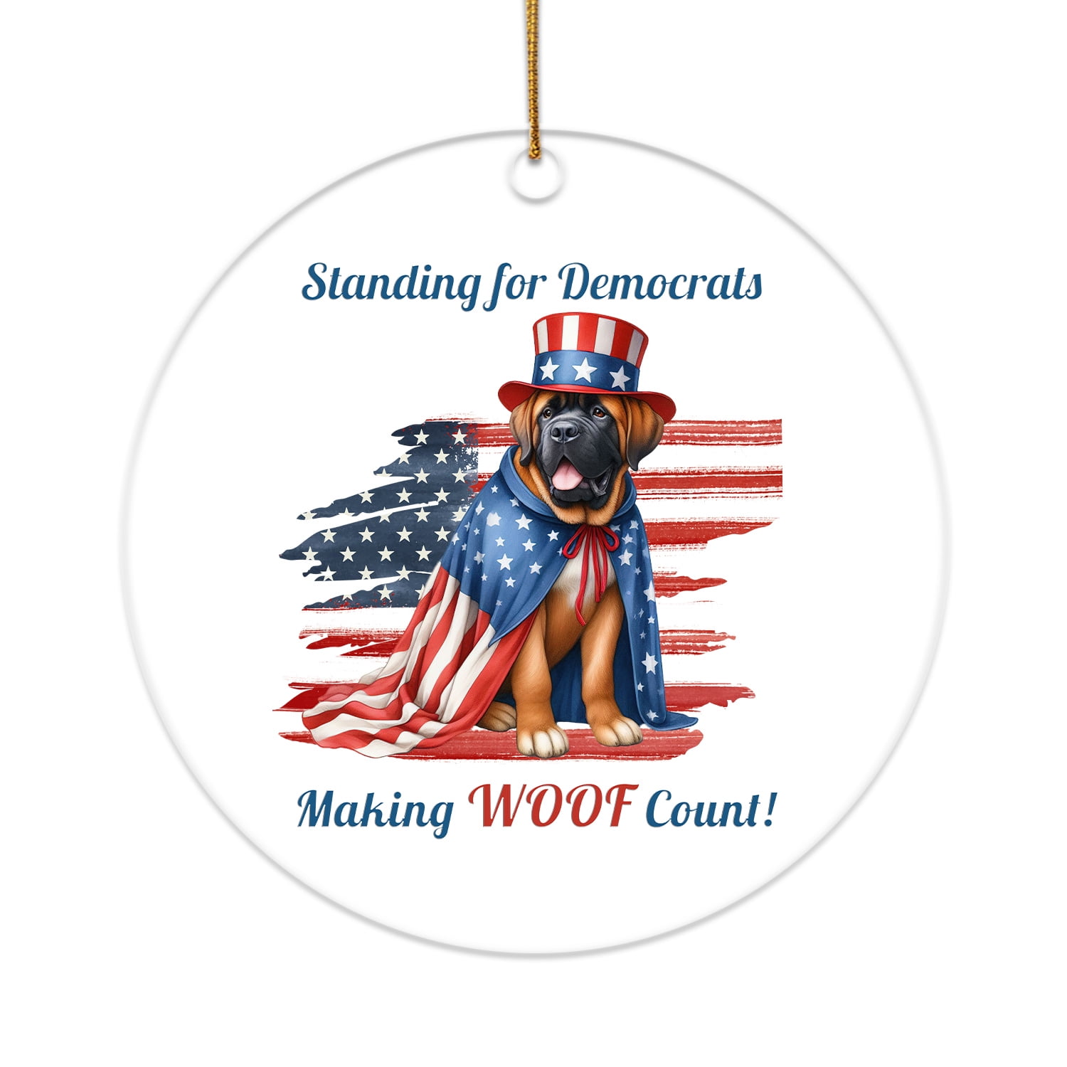Democratic Mastiff Making Woof Count Election 2024 Acrylic Round ...