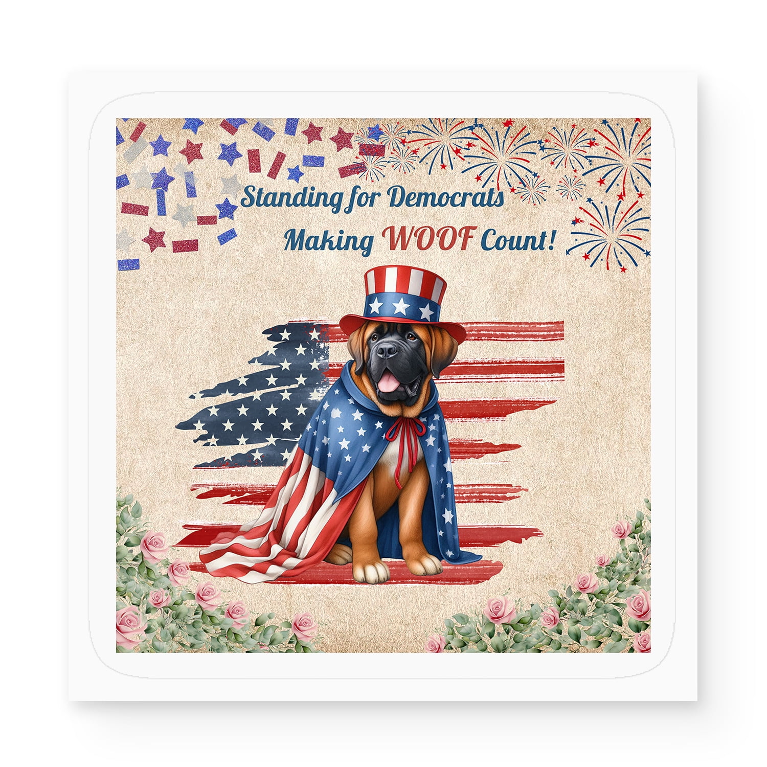 Democratic Mastiff Making Woof Count Election 2024 Vinyl Sticker ...