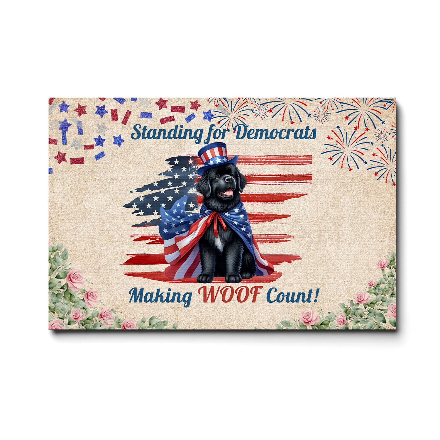 Democratic Newfoundland Dog Making Woof Count Election 2024 Horizontal ...