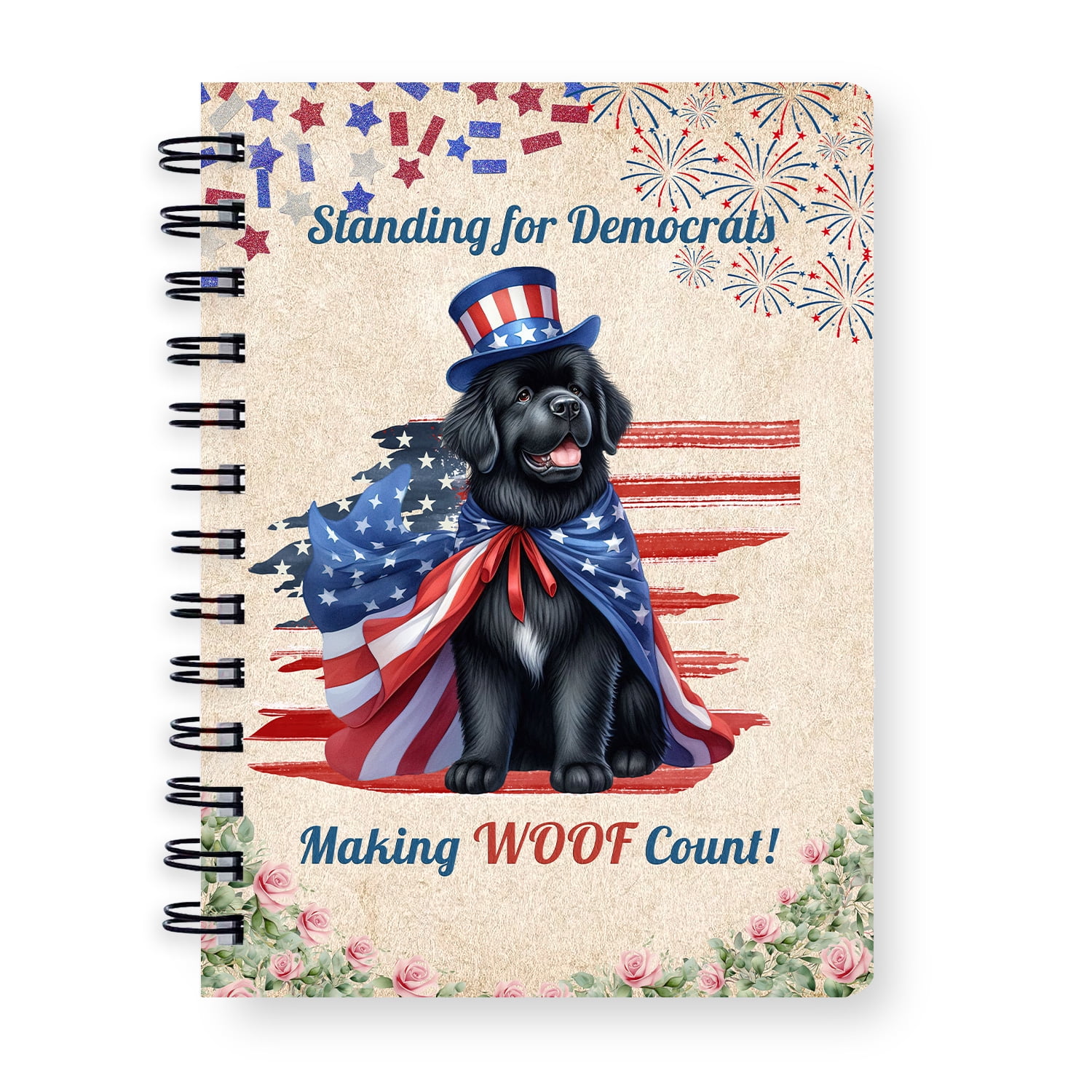 Democratic Newfoundland Dog Making Woof Count Election 2024 Spiral ...