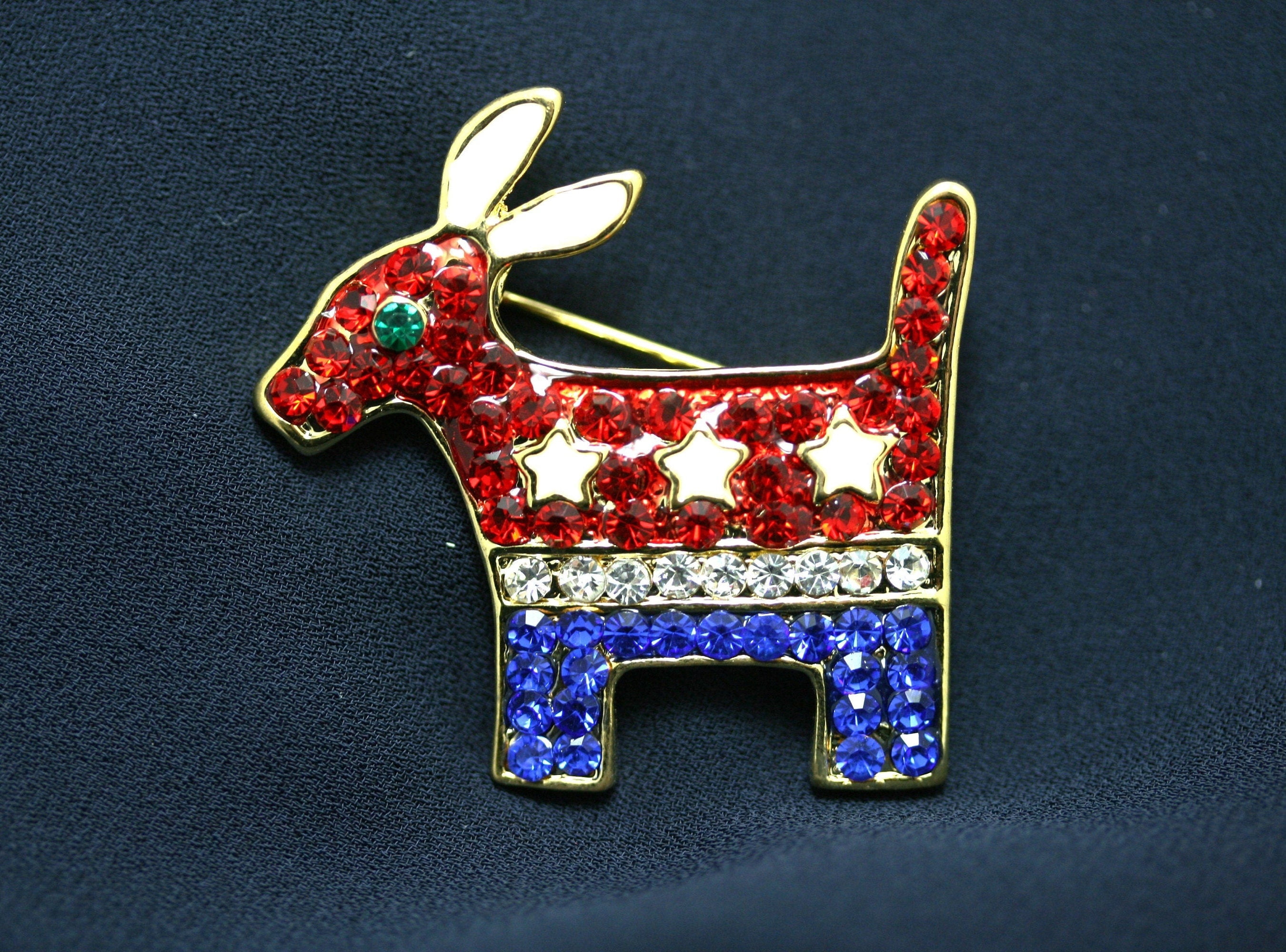 Democratic Party Symbol Patriotic Blue Red Rhinestone Pave Donkey ...