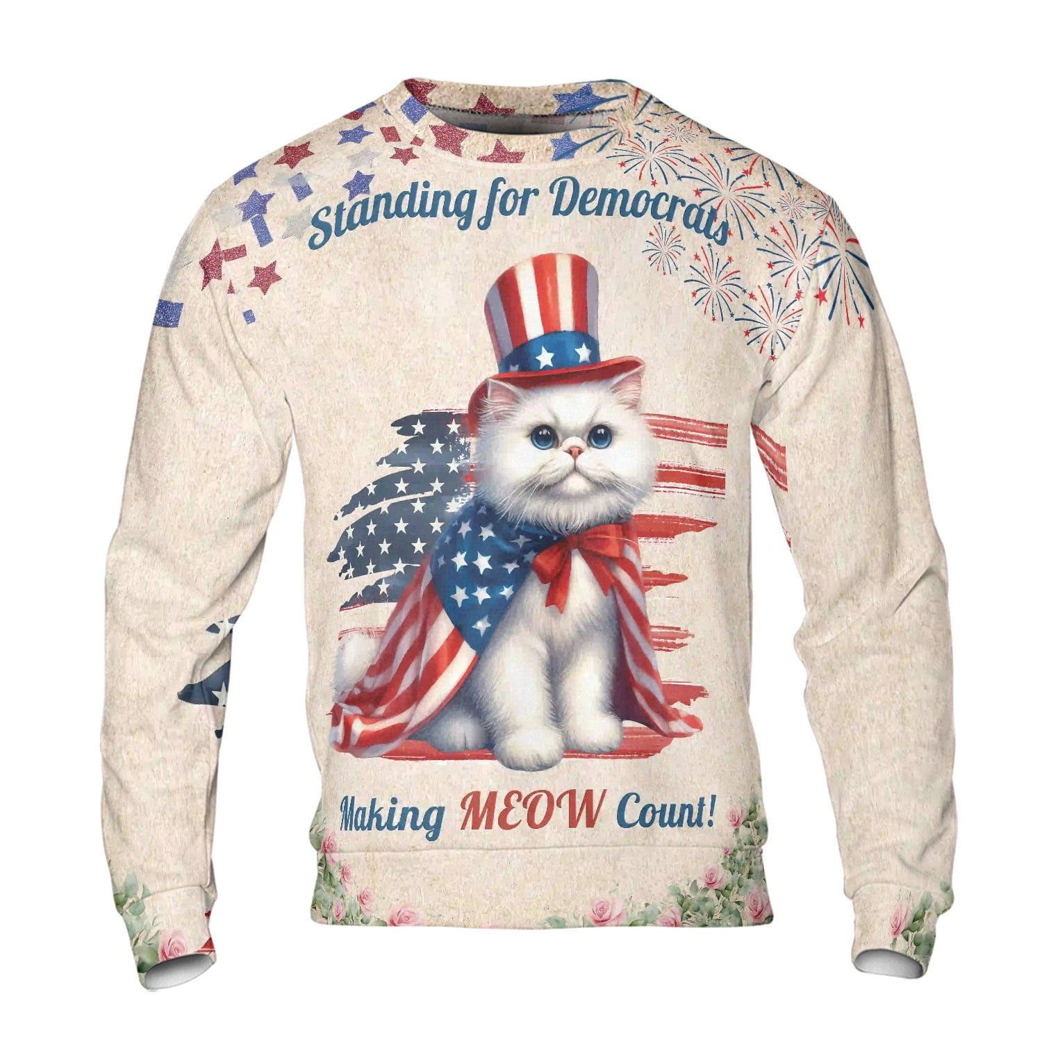 Democratic Persian Cat Making Meow Count Election 2024 All Over Print ...