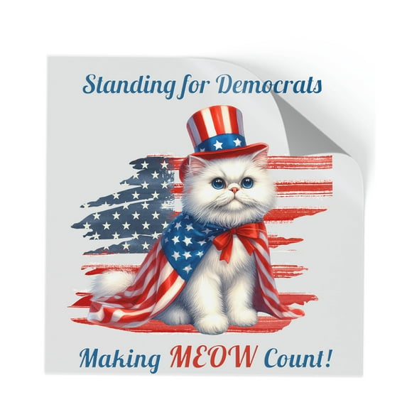Democratic Persian Cat Making Meow Count Election 2024 Cutout Transfer ...