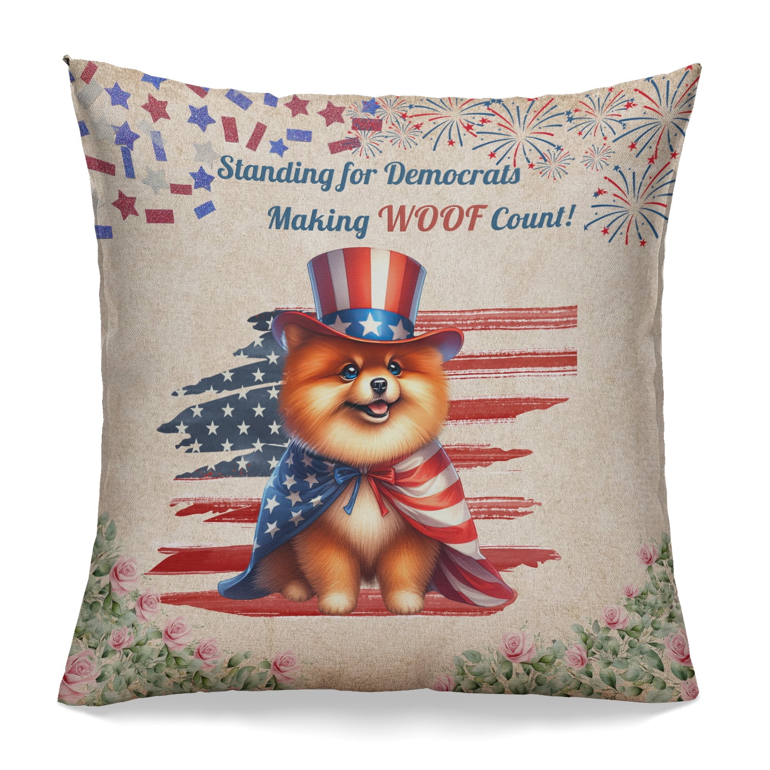 Democratic Pomeranian Making Woof Count Election 2024 Pillowcase Double ...